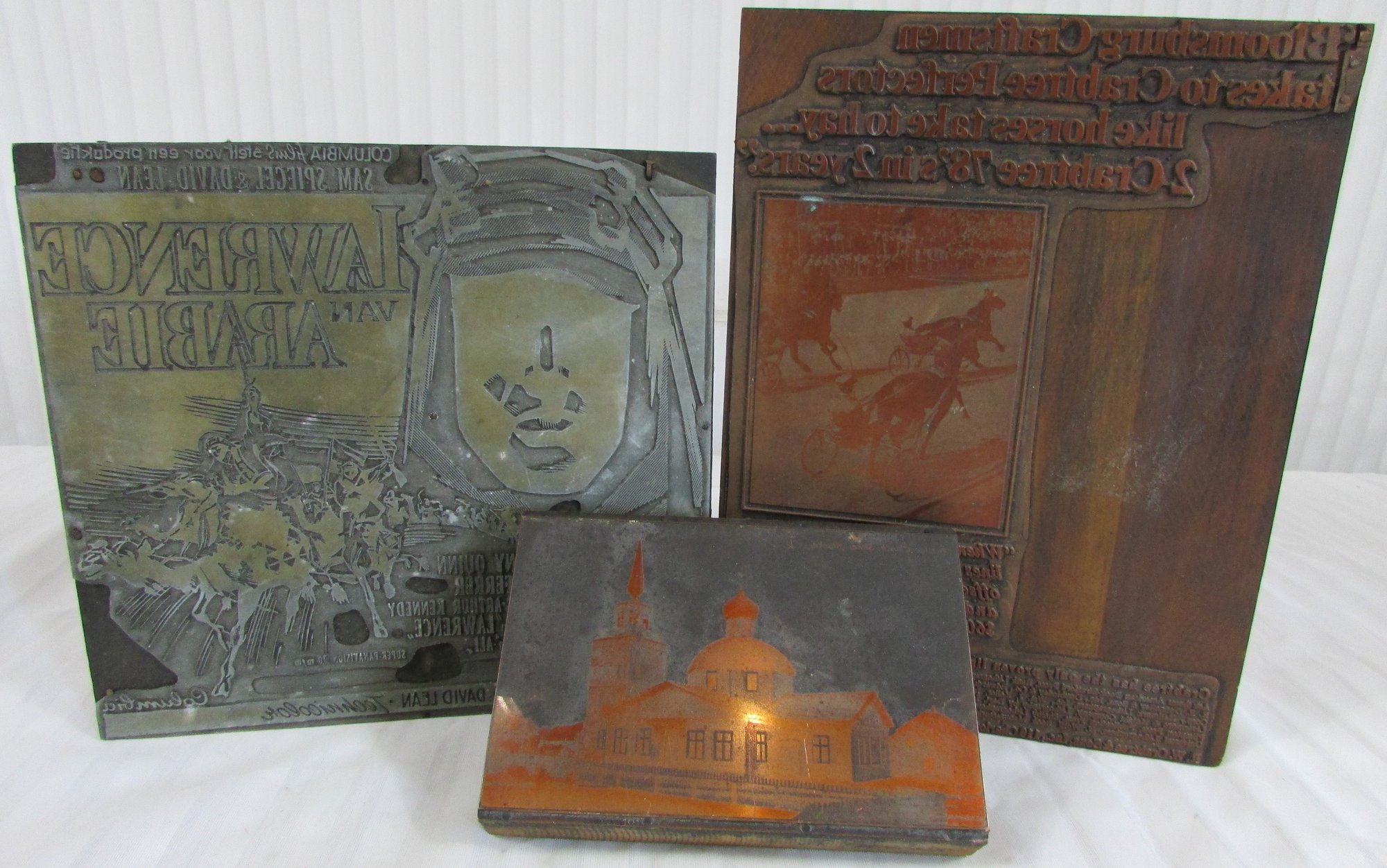 Lot Of 3! Vintage PRINTING BLOCKS, Wood Backing, Metal Print Face ...