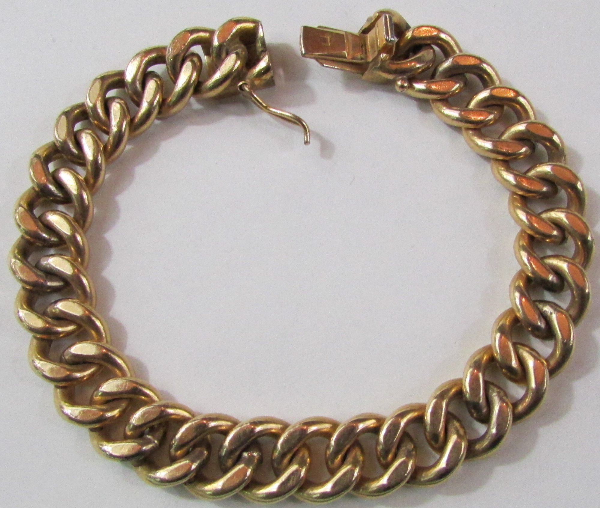 Vintage CHAIN Bracelet, Interlocking Chunky LINK Design, Gold Tone Base Metal, Clasp Closure ...