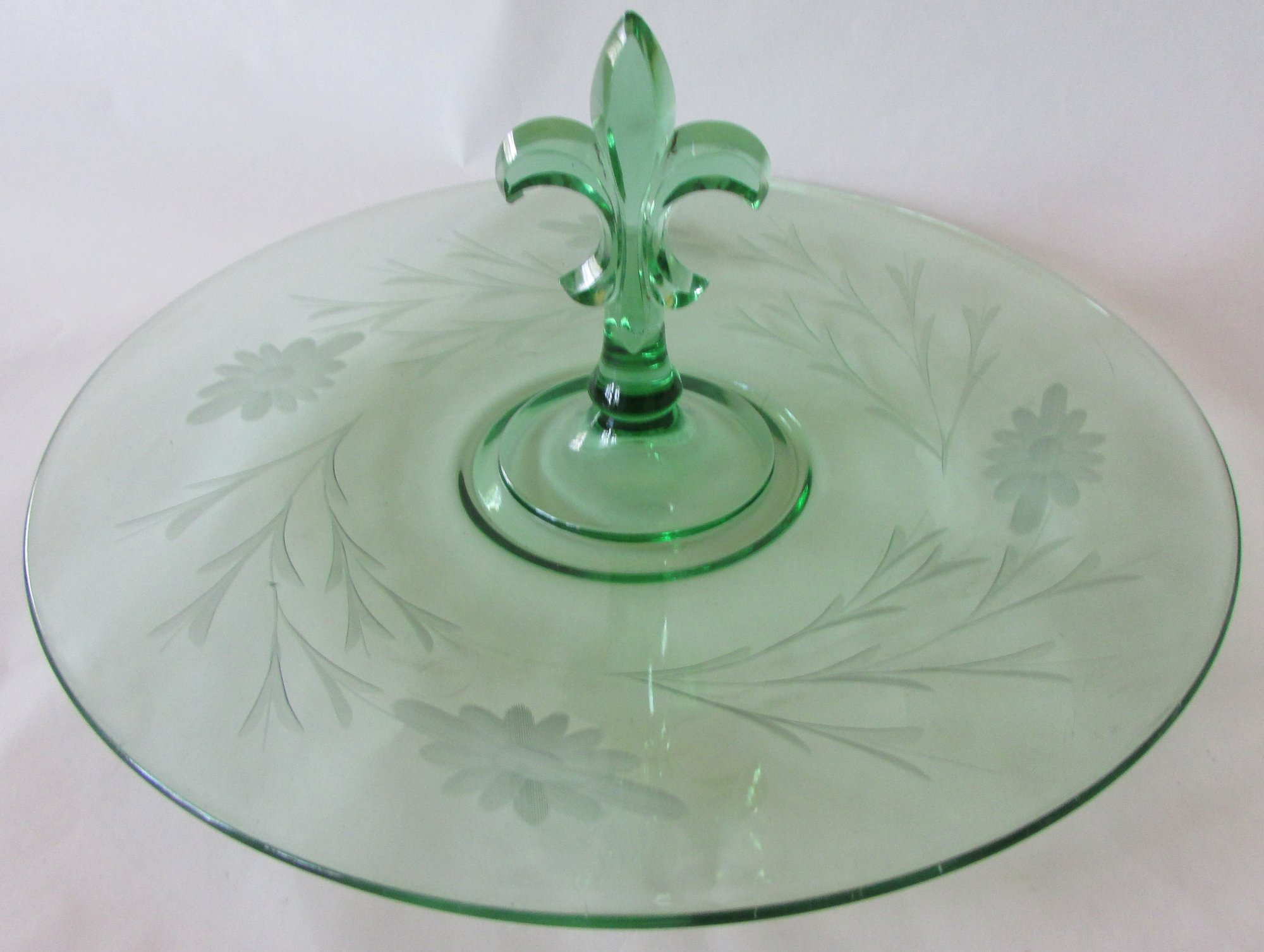 Vintage FOSTORIA ELEGANT Depression Glass, CENTER HANDLE SERVER, Etched ...
