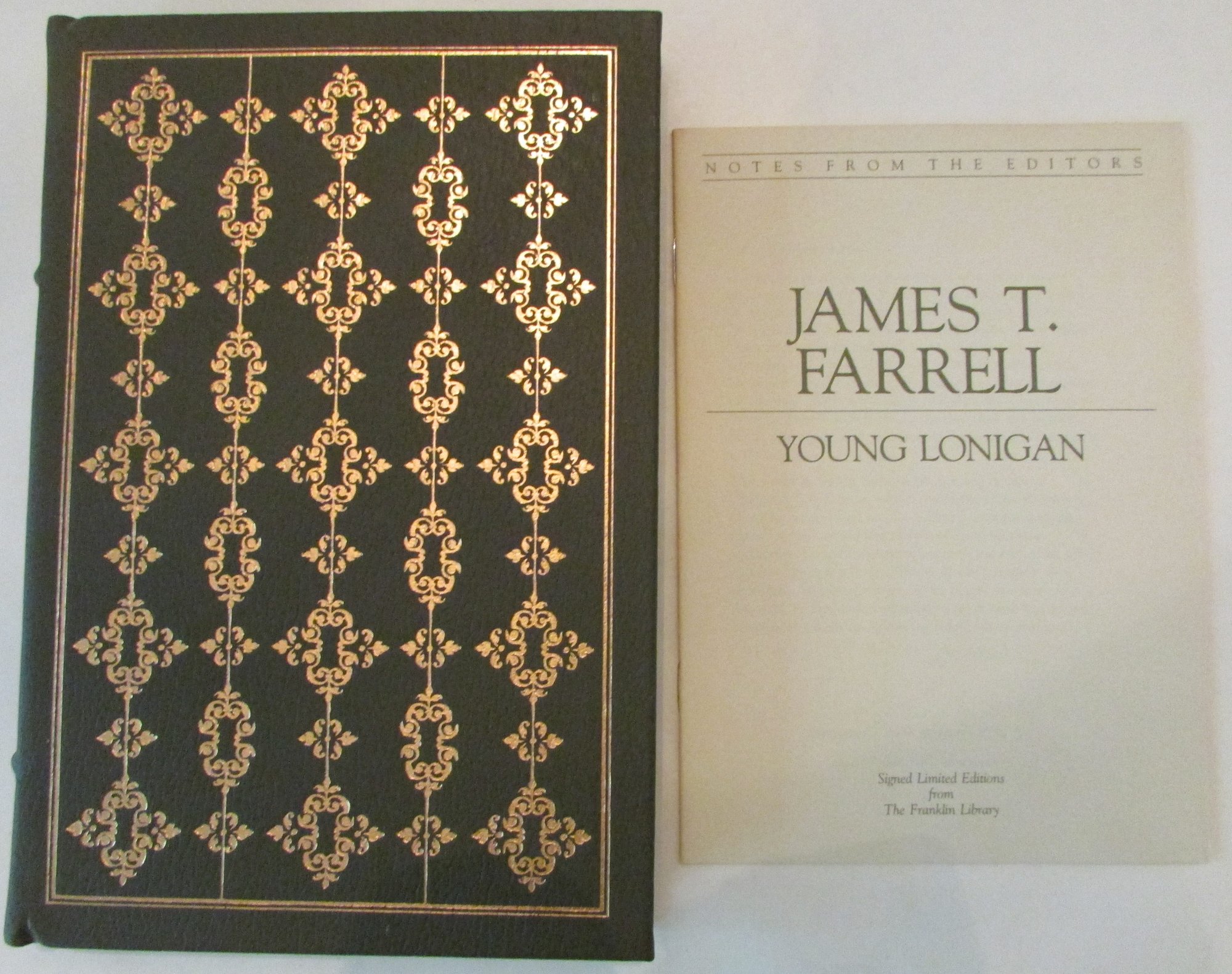 Signed JAMES T FARRELL, Limited Edition Hardcover Book, "YOUNG LONIGAN ...