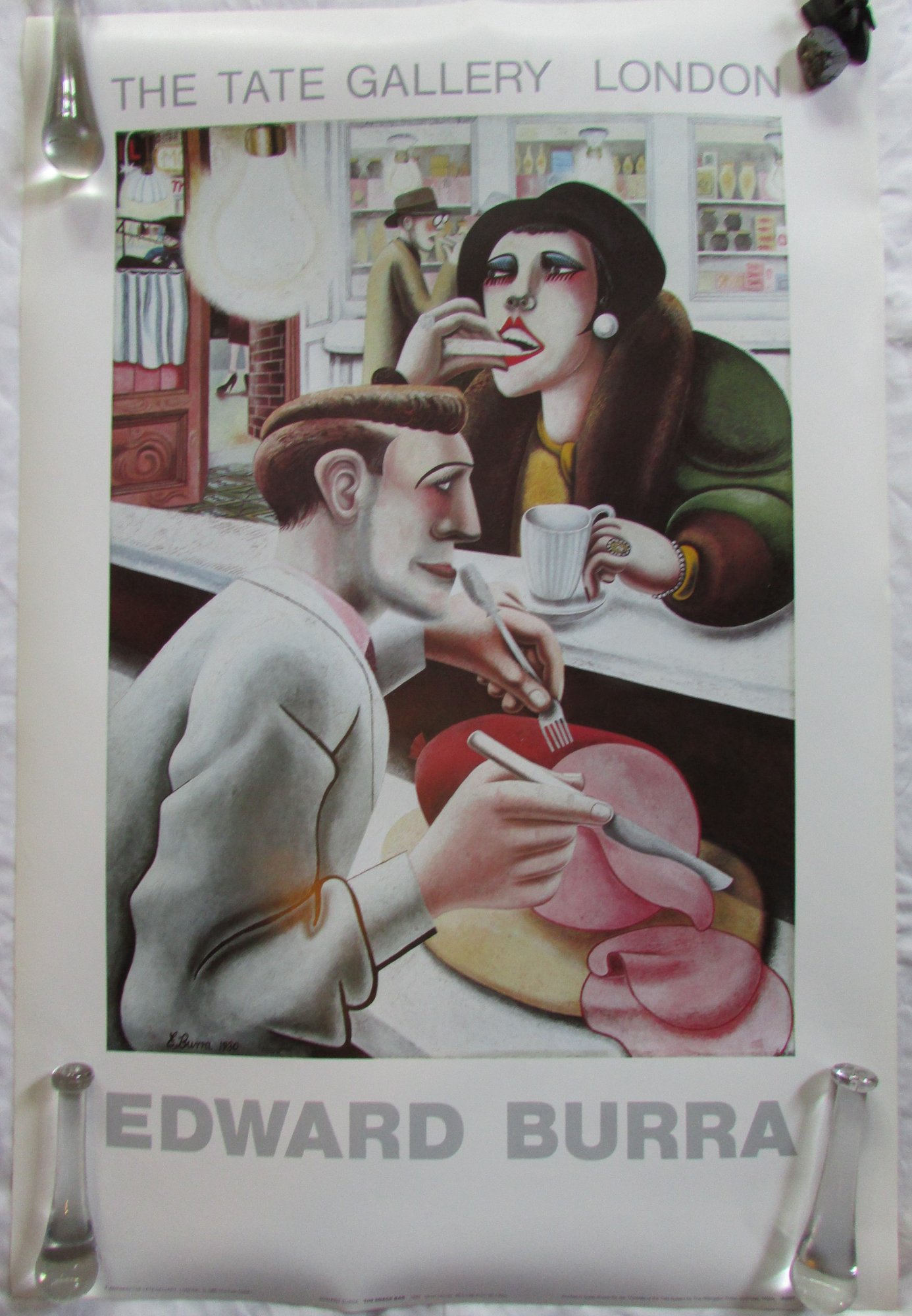 Vintage EDWARD BURRA Wall Art Poster, "the SNACK BAR," Tate Gallery ...