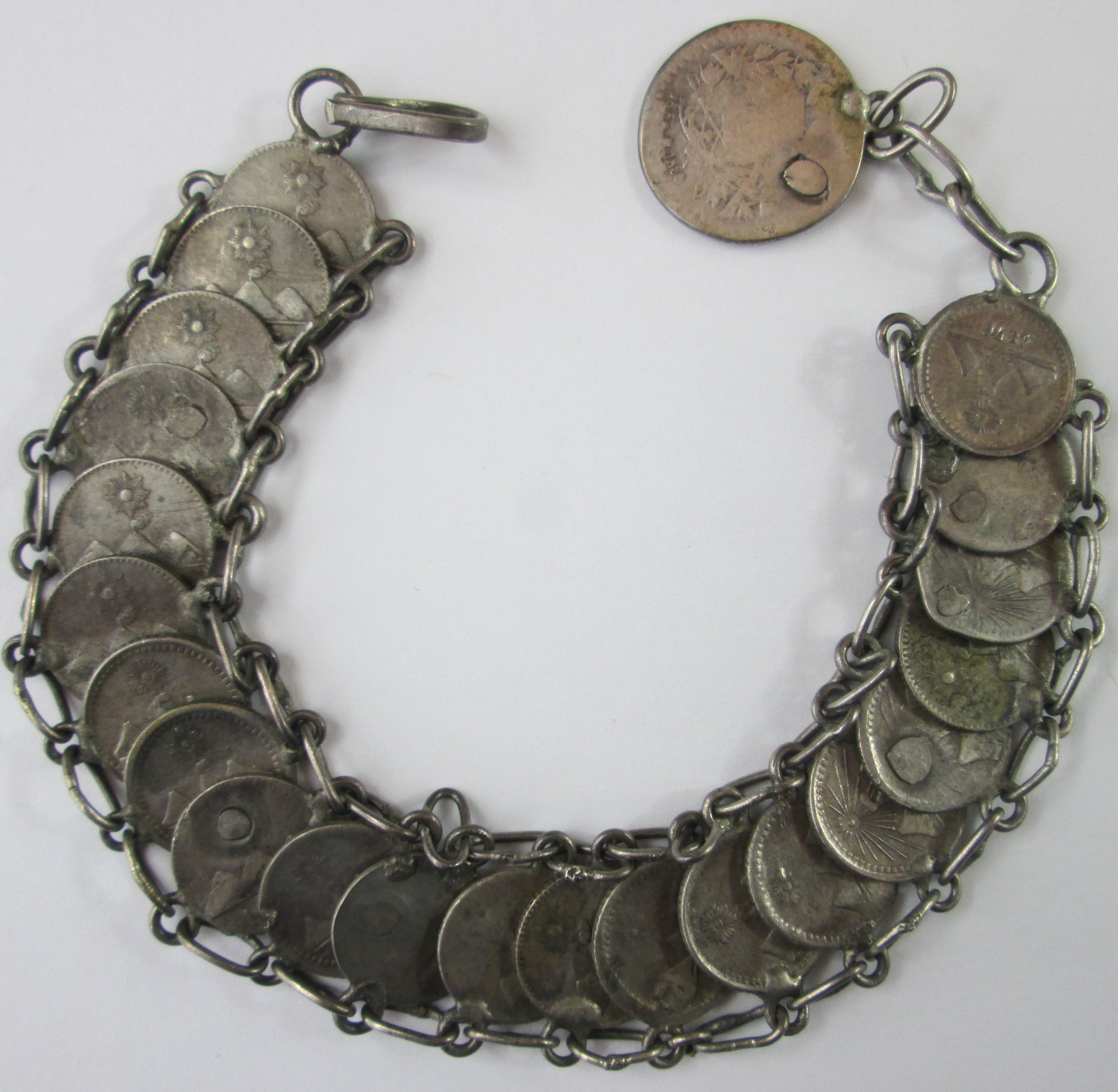 Vintage Link BRACELET, Multiple COIN Design, Early GUATEMALA 1/4 Real ...