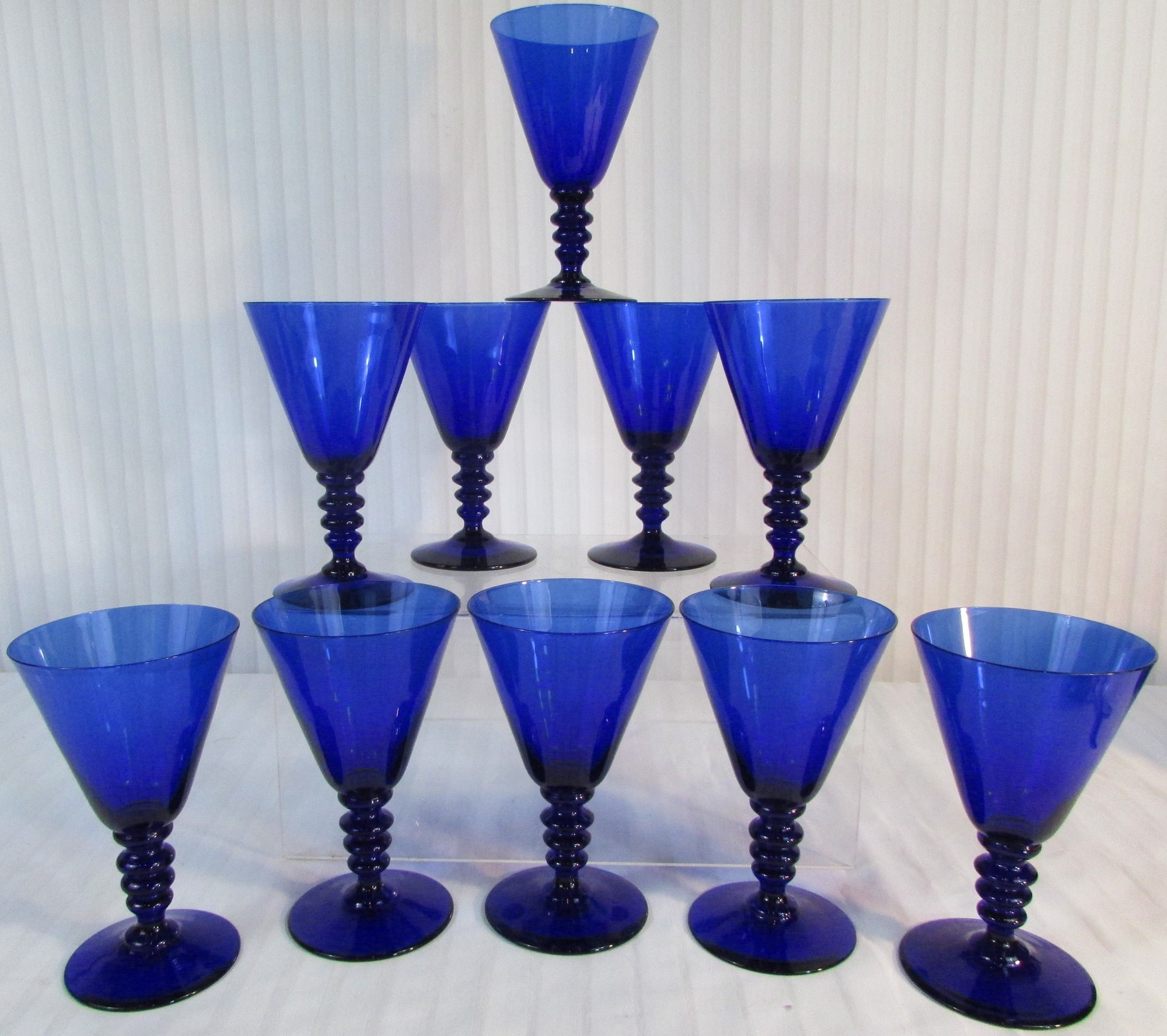 SET Of 10! Vintage WATER Goblets Glasses, Deep COBALT BLUE Glass ...