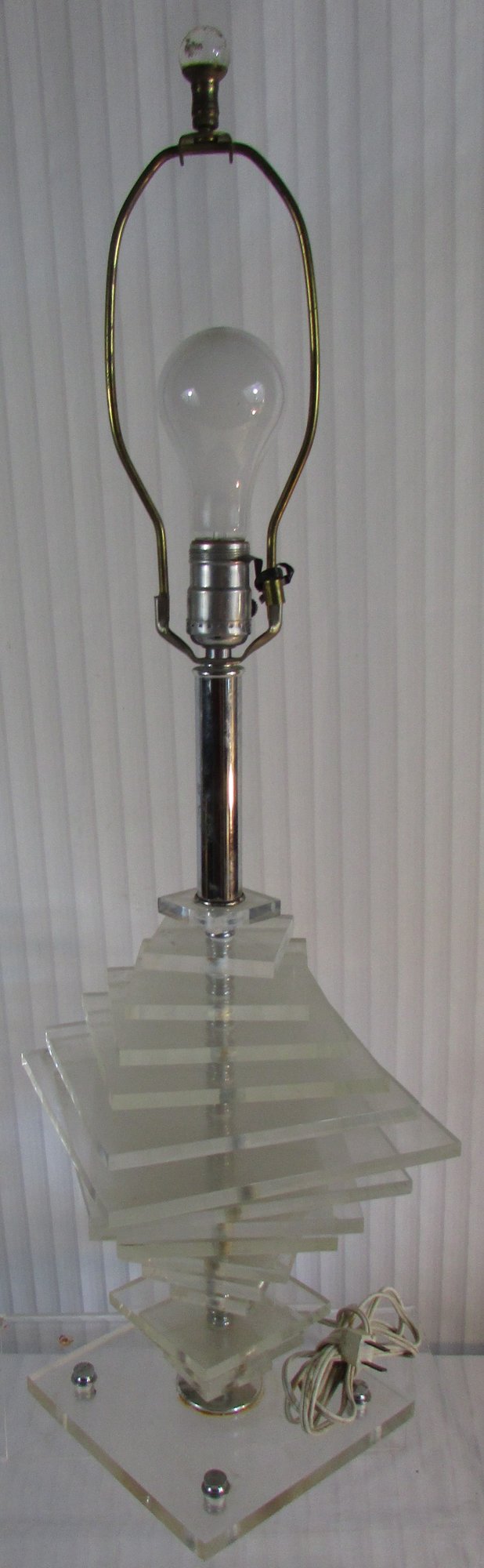 Vintage MCM Table Accent Lamp, MODERNIST Geometric Design, LUCITE ...