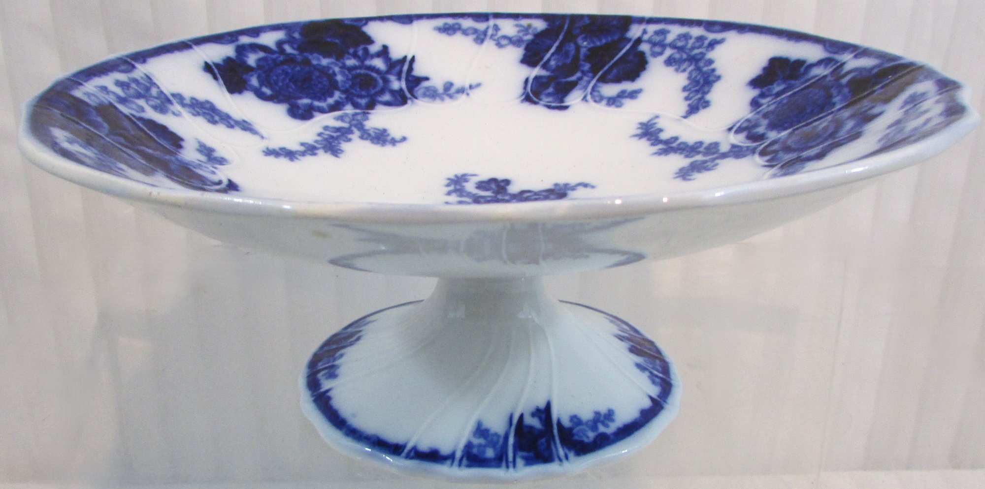 Antique ROYAL CAULDON Dinnerware, Footed Pedestal COMPOTE, Flow Blue ...