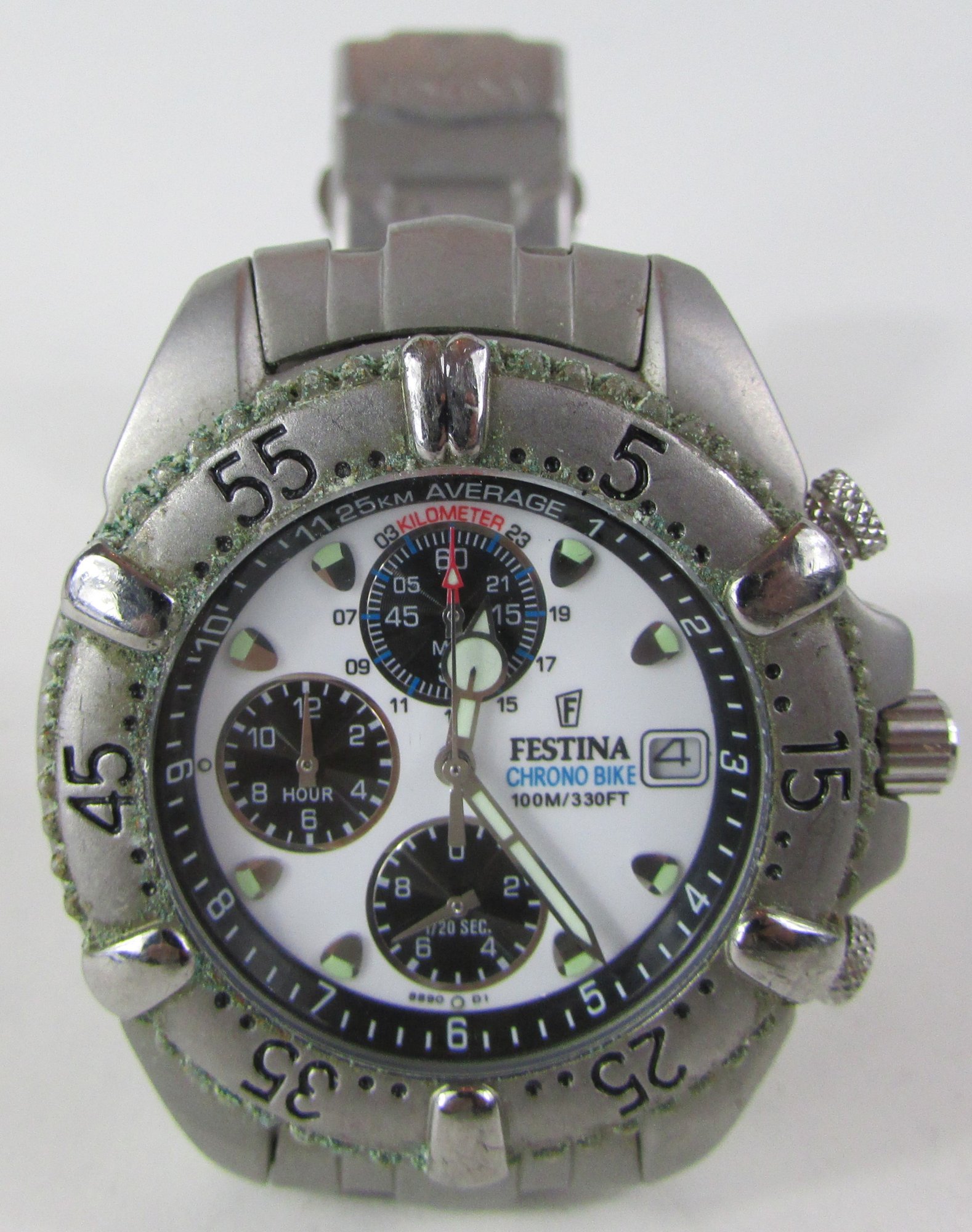 Vintage FESTINA Brand, Chronograph WRISTWATCH, Round WHITE Face, CHRONO ...