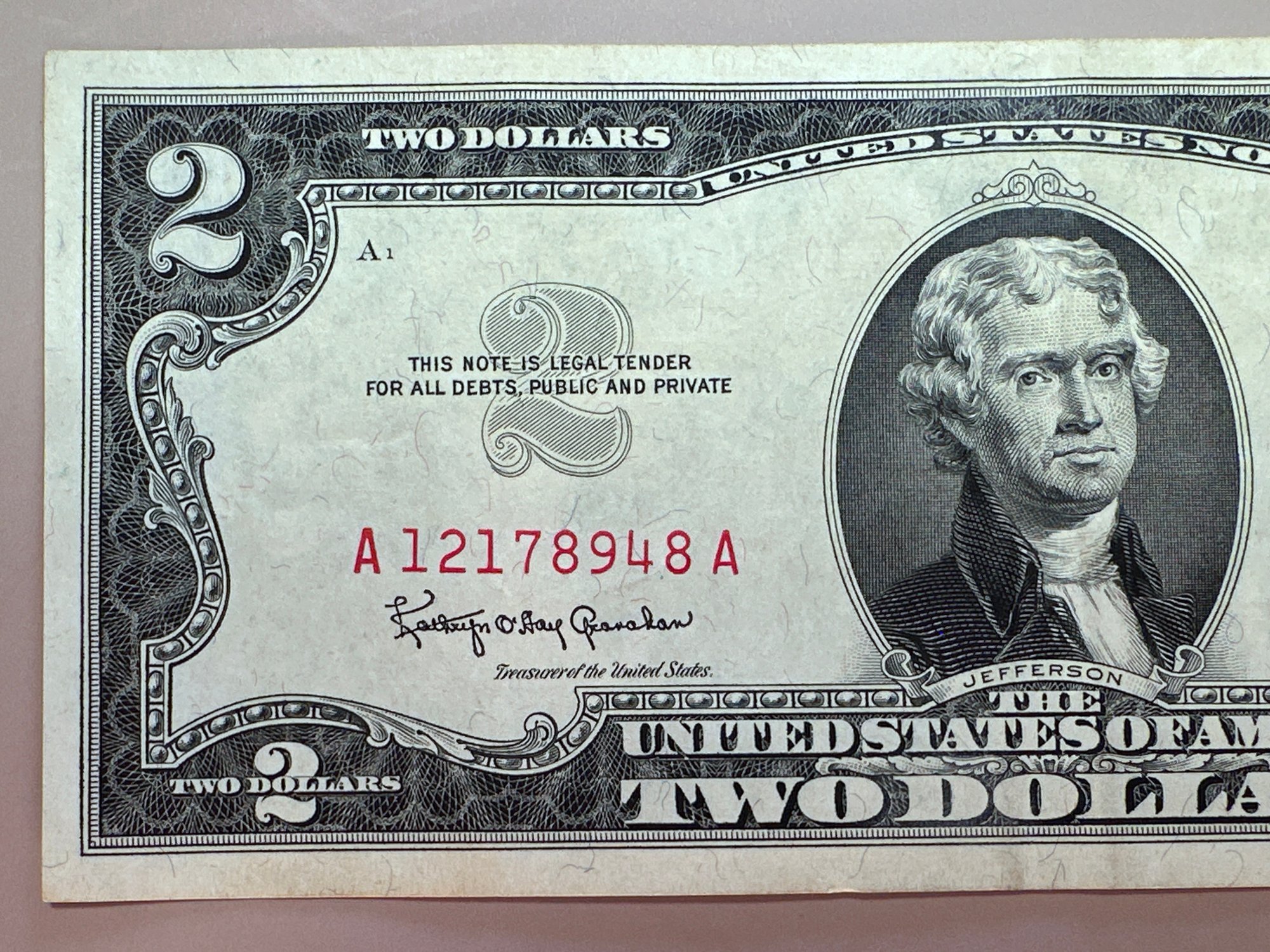 1963 $2 Dollar Banknote With Red Seal #5237 | Auctionninja.com