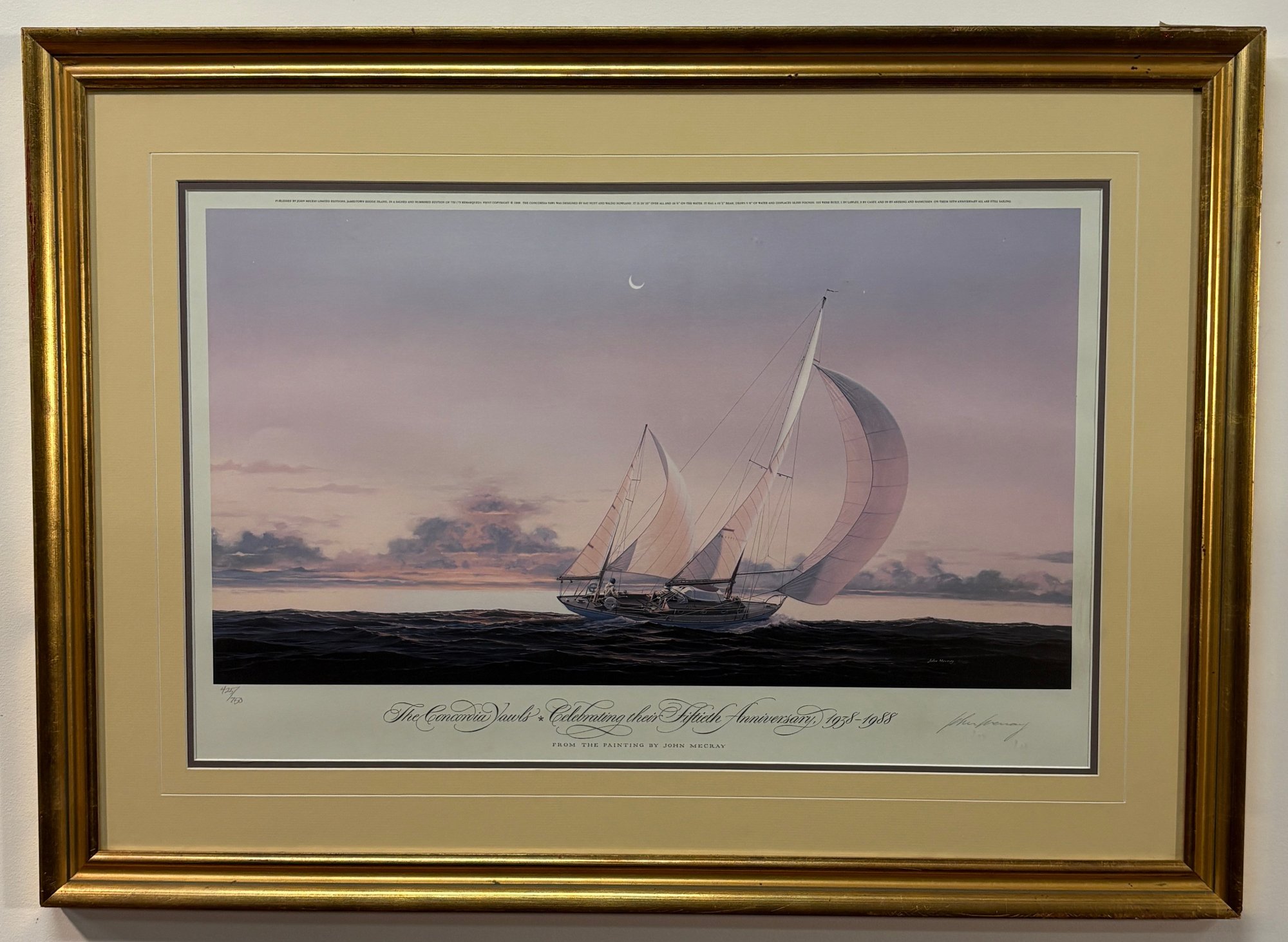 John McCray Signed Lithograph The Concordia Yawls 50th Anniversary ...