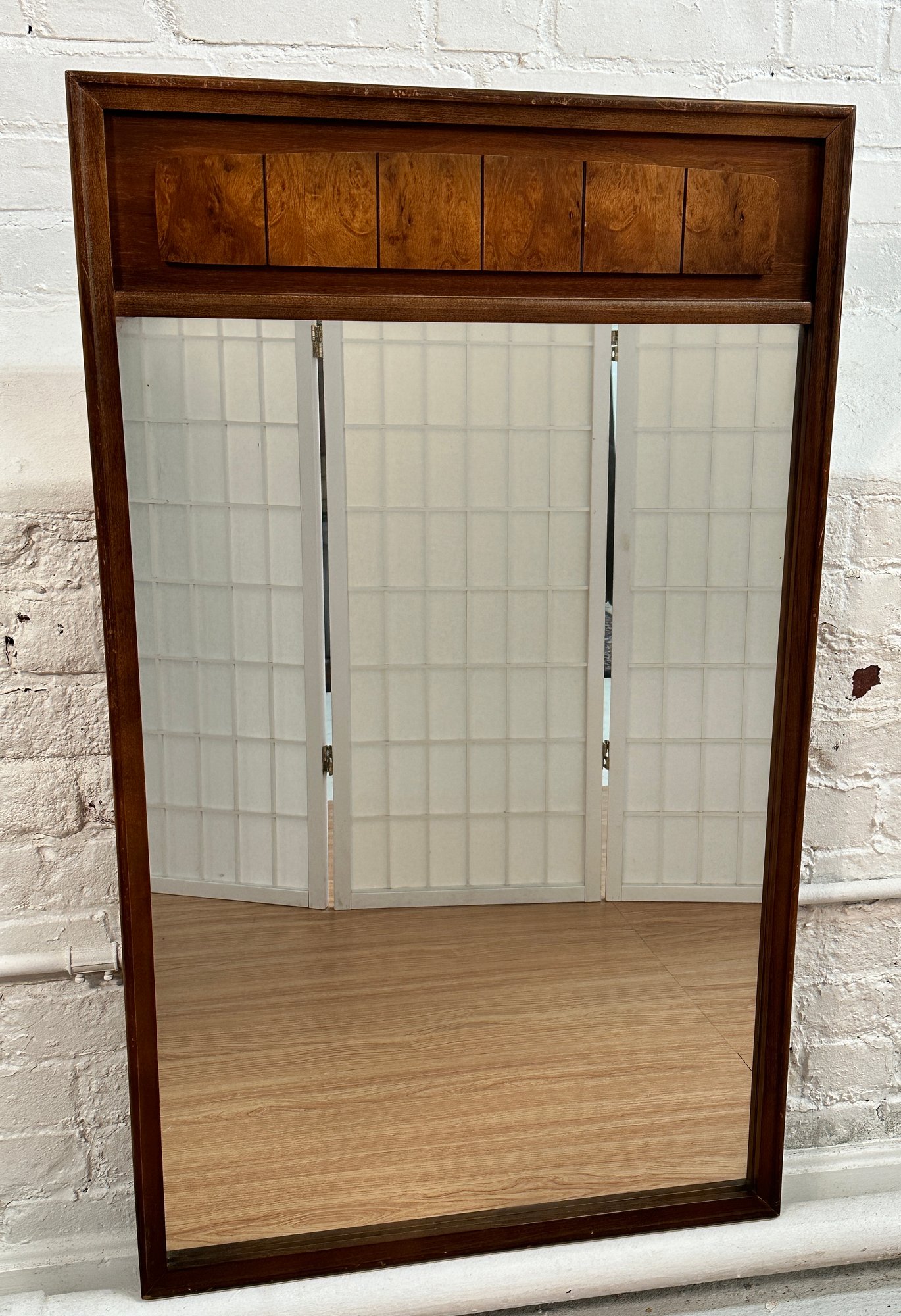 MCM Walnut & Burl Mirror #3165 | Auctionninja.com