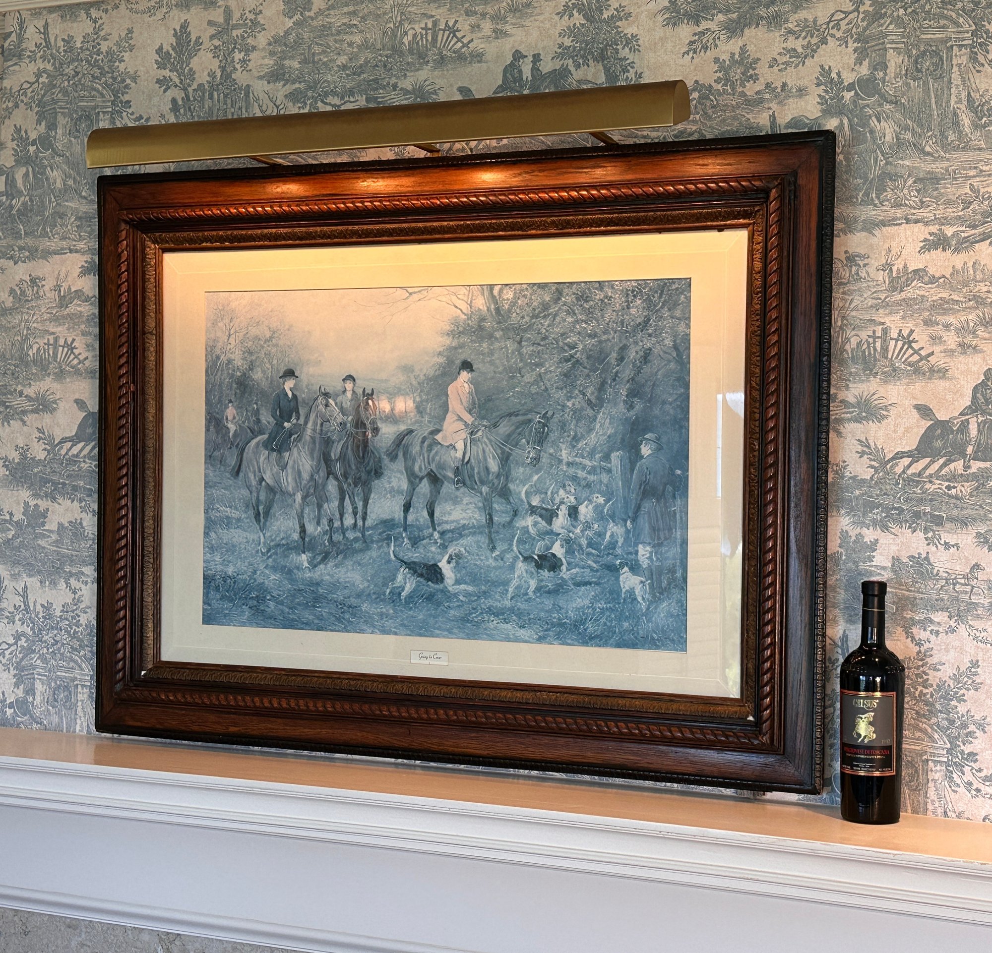 Fox Hunting Print In Original Fumed Oak Frame #4121 | Auctionninja.com