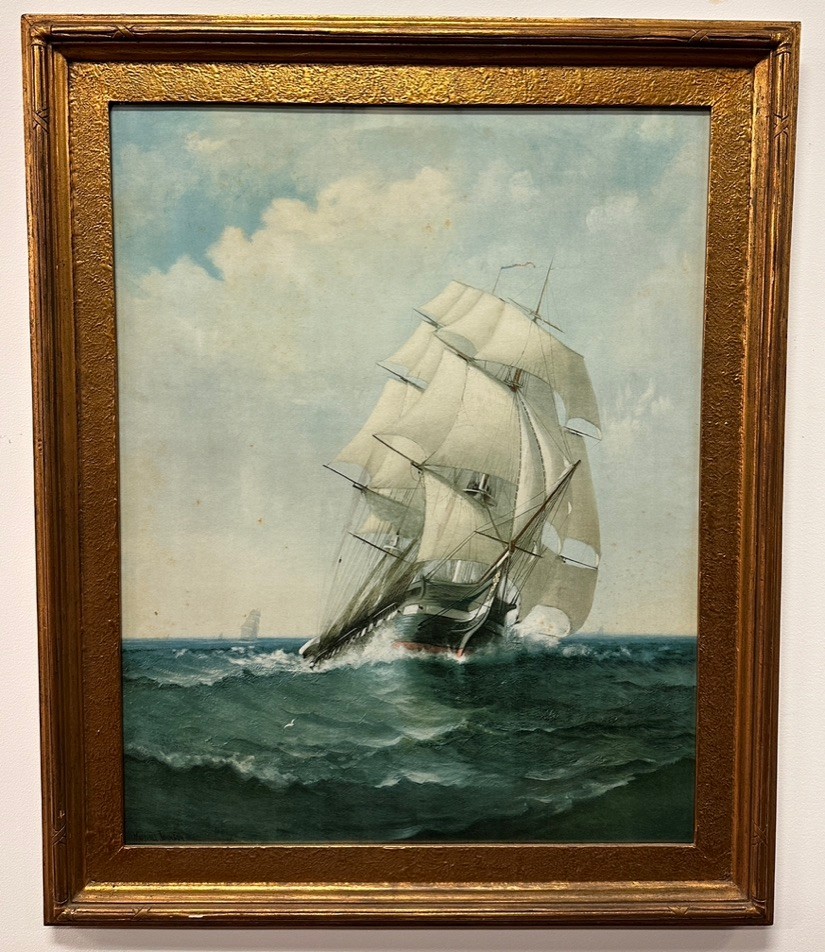 Marshall Johnson Sailing Ship Print In Carved Giltwood Frame #4319 ...