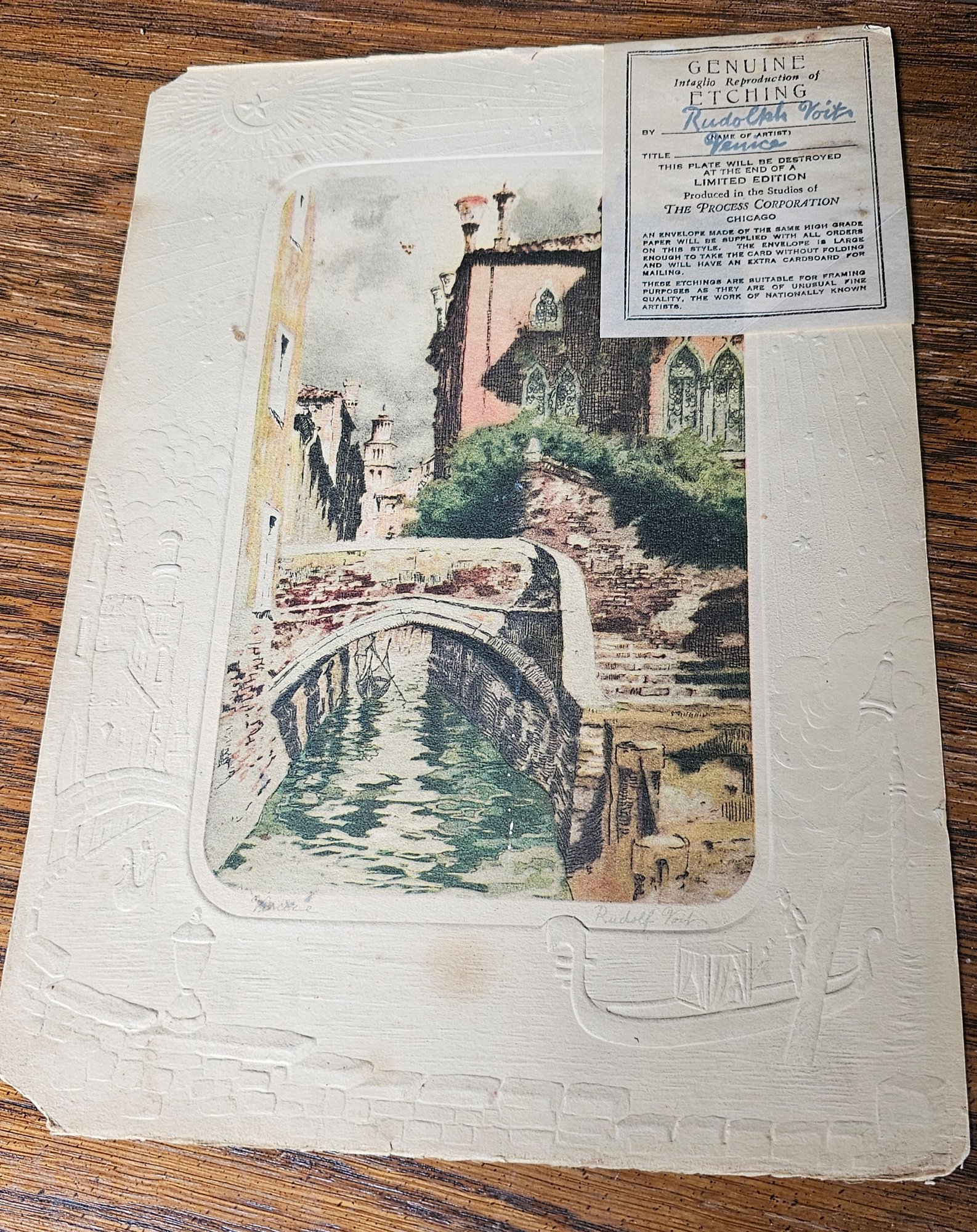 #7 - Antique Genuine Etching - Rudolph Voit - Venice #45170 ...