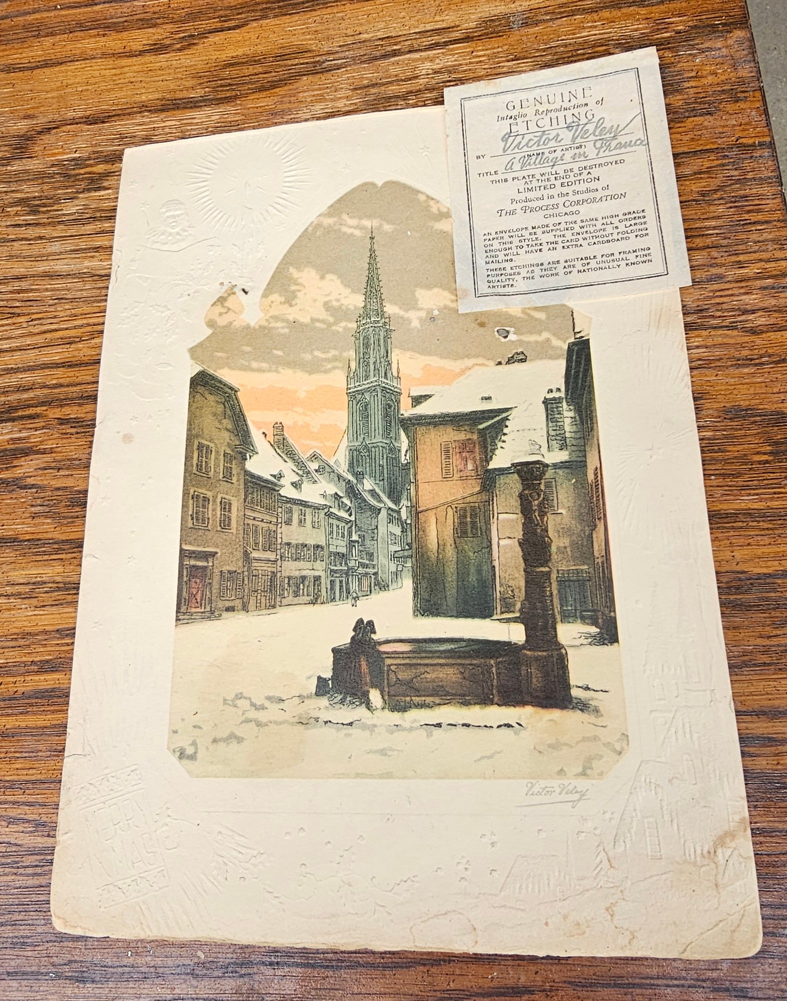 #8 - Antique Genuine Etching By Victor Veley - A Village In France ...