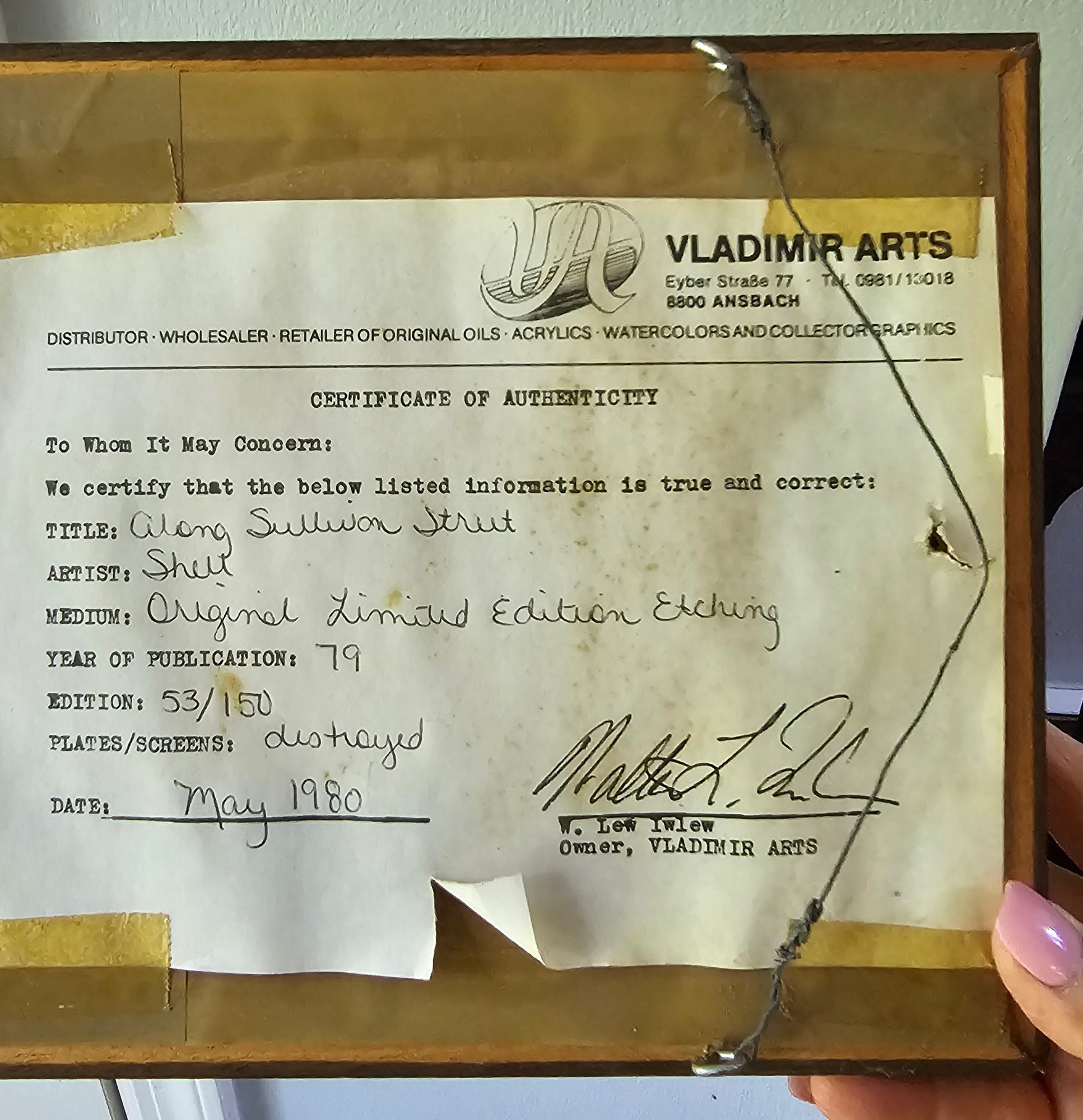 #143 - 1979 Original Limited Edition Etching 53/150 - Along Sullivan ...