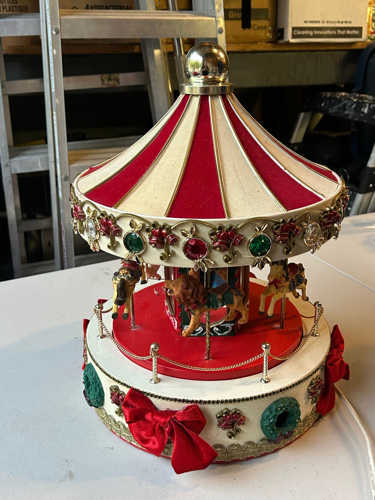 16 Christmas Carousel Musical Animated Lighted Merry Go Round Holiday ...