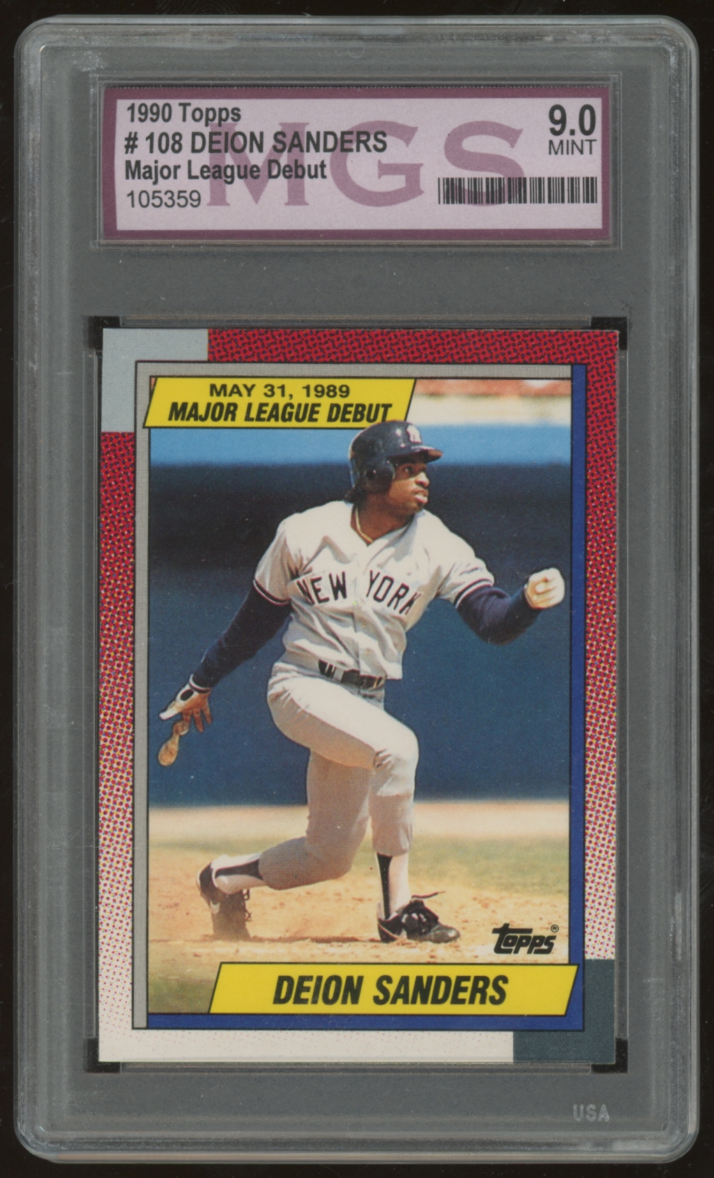 1990 TOPPS BASEBALL DEION SANDERS MAJOR LEAGUE DEBUT ~ MGS MINT 9 ...