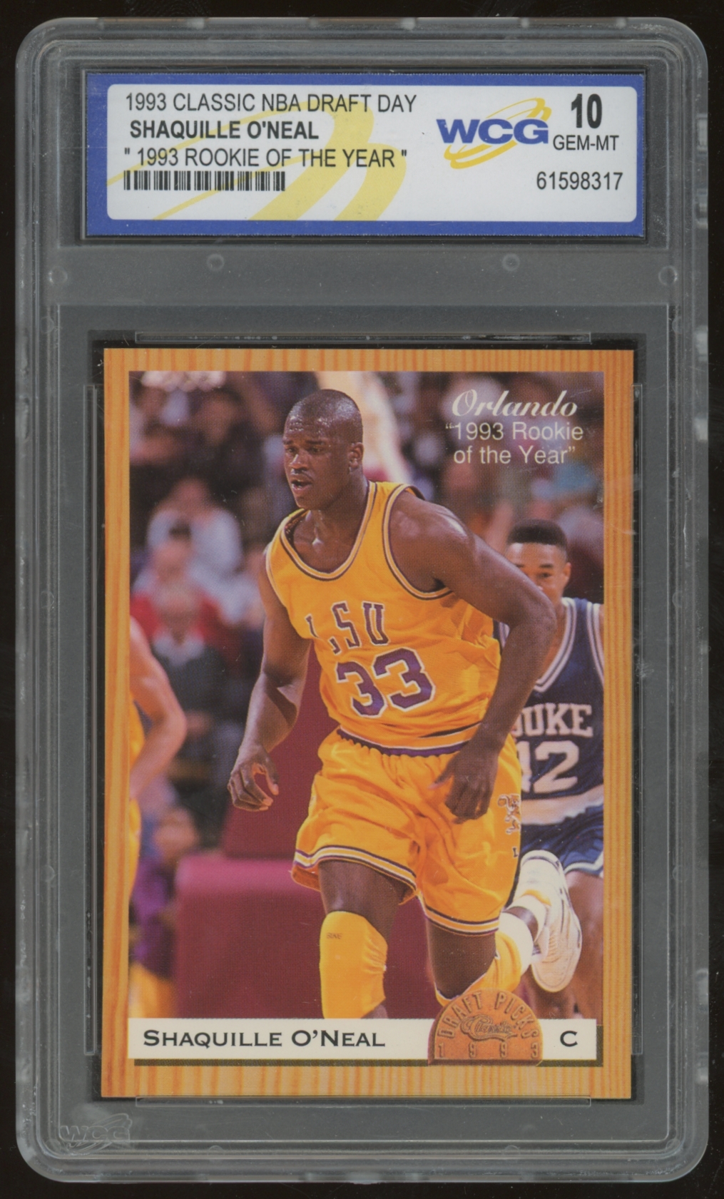 1993 CLASSIC NBA DRAFT DAY SHAQUILLE O'NEAL "ROOKIE OF THE YEAR" ~ WCG ...