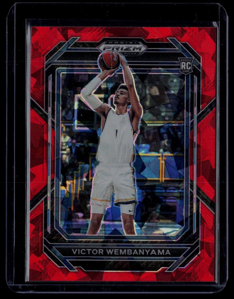 2023 PRIZM RED CRACKED ICE VICTOR WEMBANYAMA ROOKIE BASKETBALL CARD ...