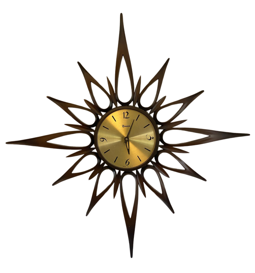 Original 24 Inch Mid Century Starburst Clock By Syroco #12136 ...