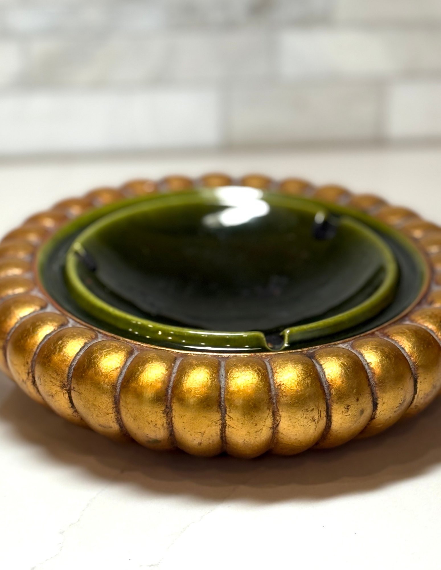 Mid Century Modern Regency Anthony Ashtray , Great Rich Green And Gold ...