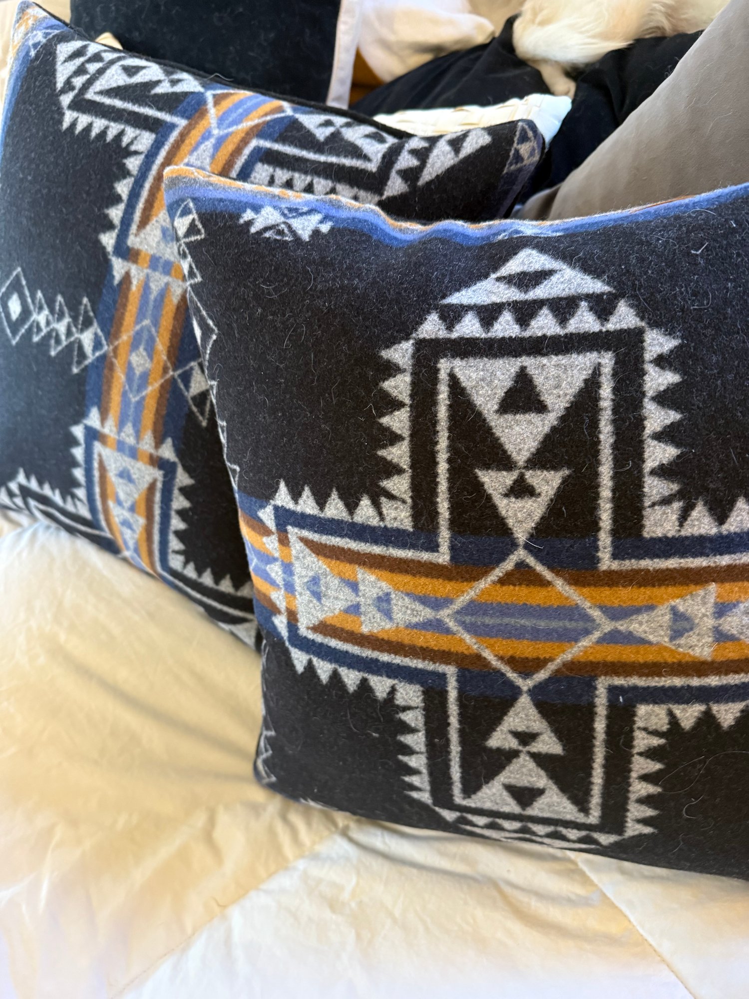 Felted Wool ( Pendleton?) Southwestern Pillows, Down Inserts, 20 X 20 ...
