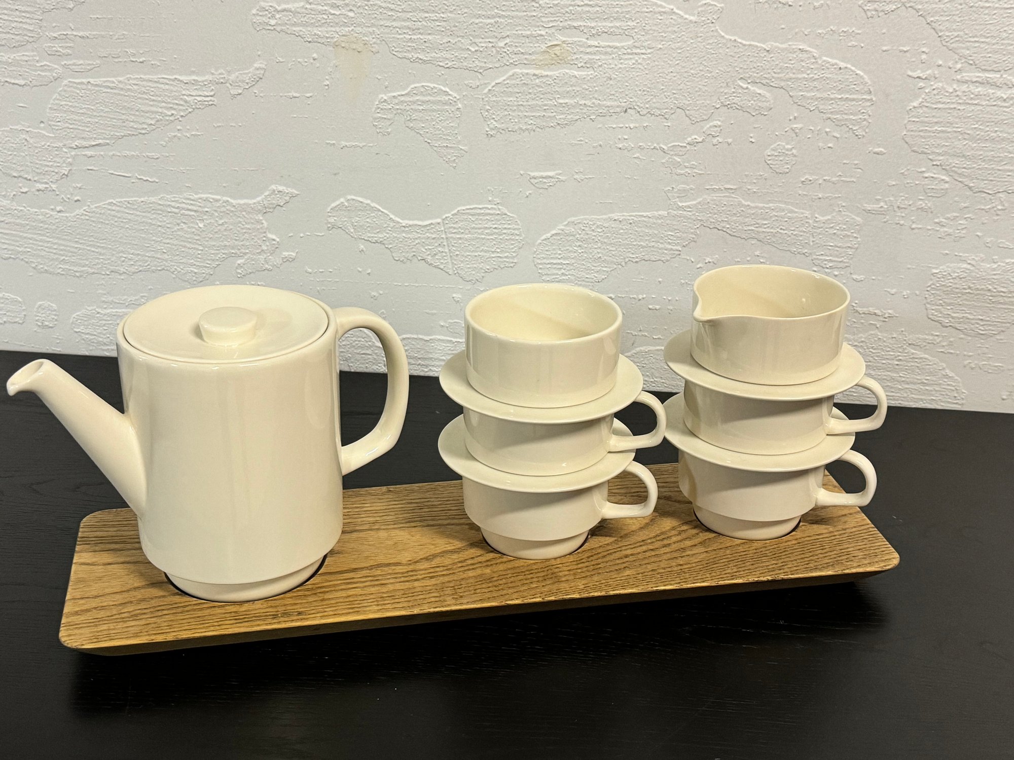 Earthenware And Wood Tea Set By Ralli Designs #15074 | Auctionninja.com