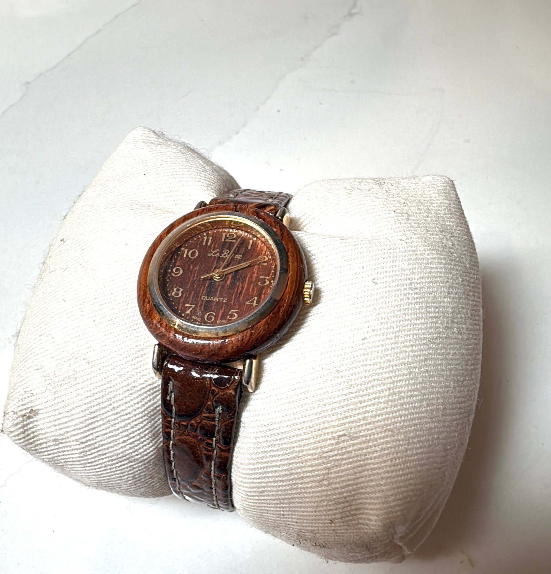 Vintage Le Baron Wood Faced Watch With Genuine Leather Band, New ...