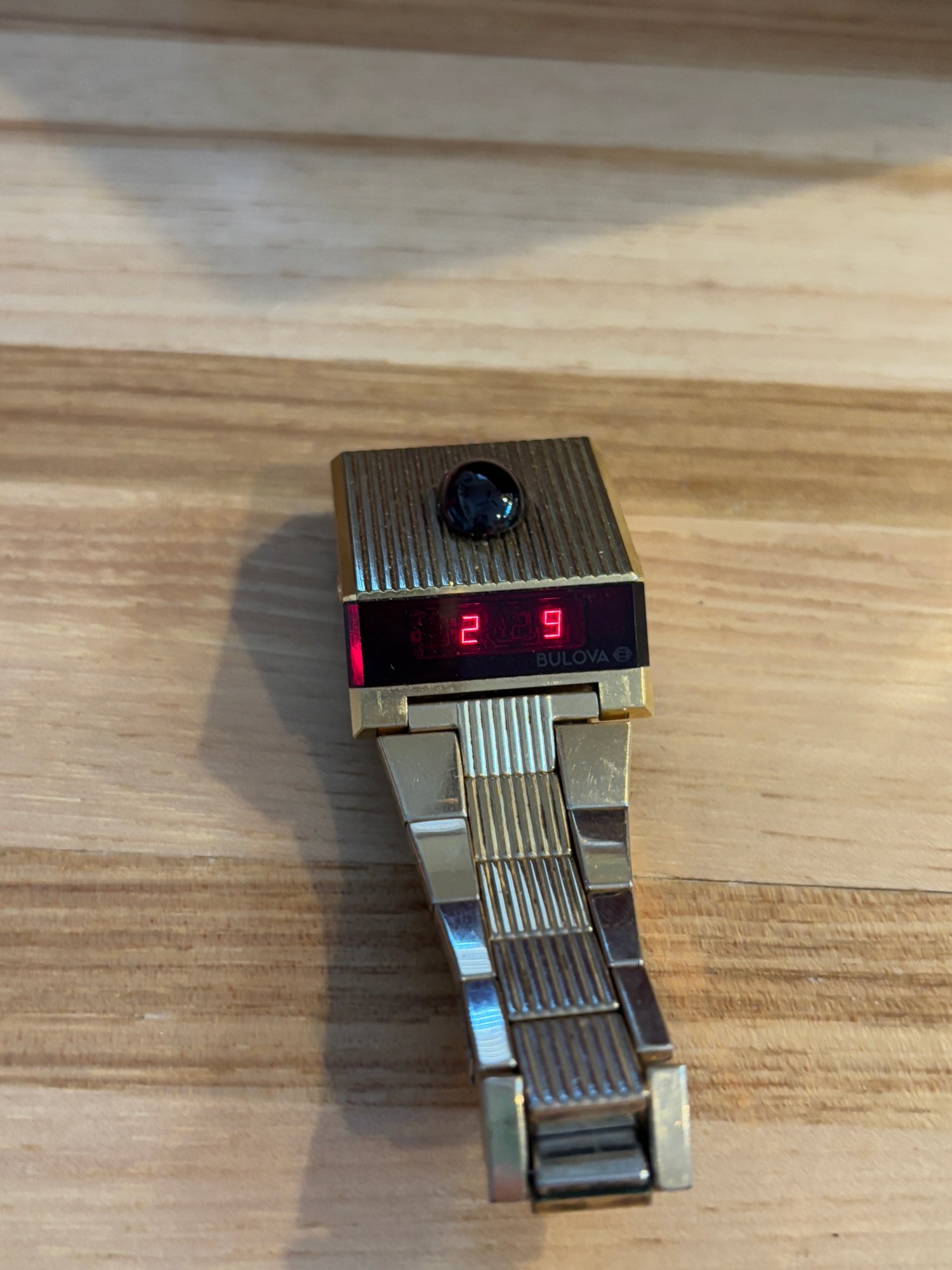 Bulova Computron LED Digital Watch - Gold Tone #3076 | Auctionninja.com