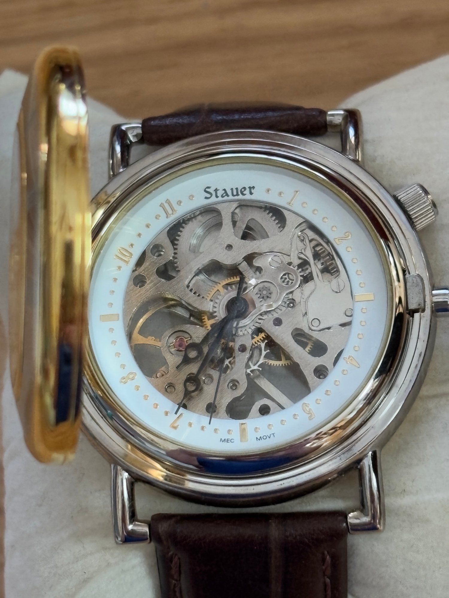 Stauer Skeleton Face And Back 17 Jewels Watch - All Brass - Face Cover ...