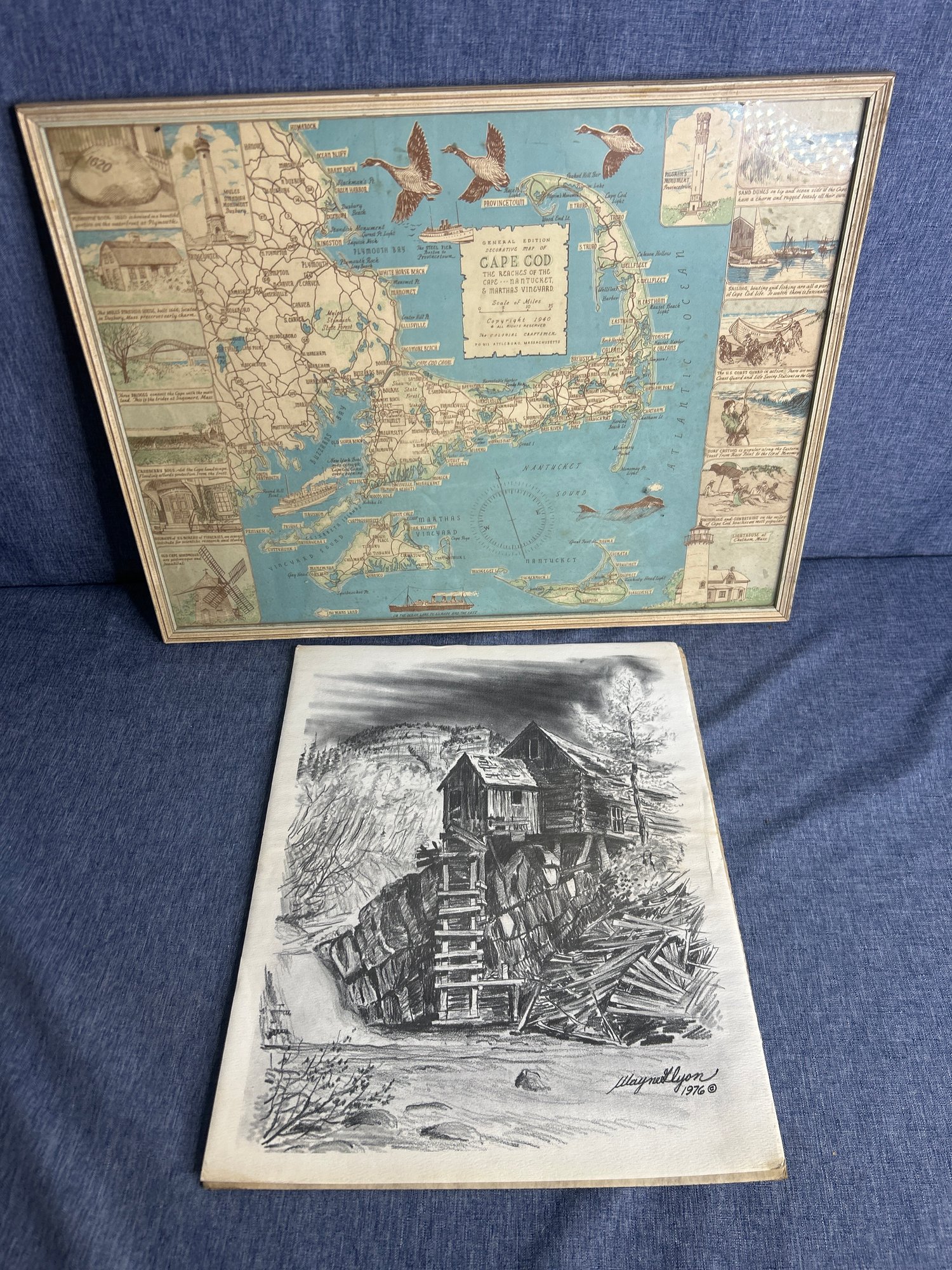 Old Map And Cabin Drawing #32176 | Auctionninja.com