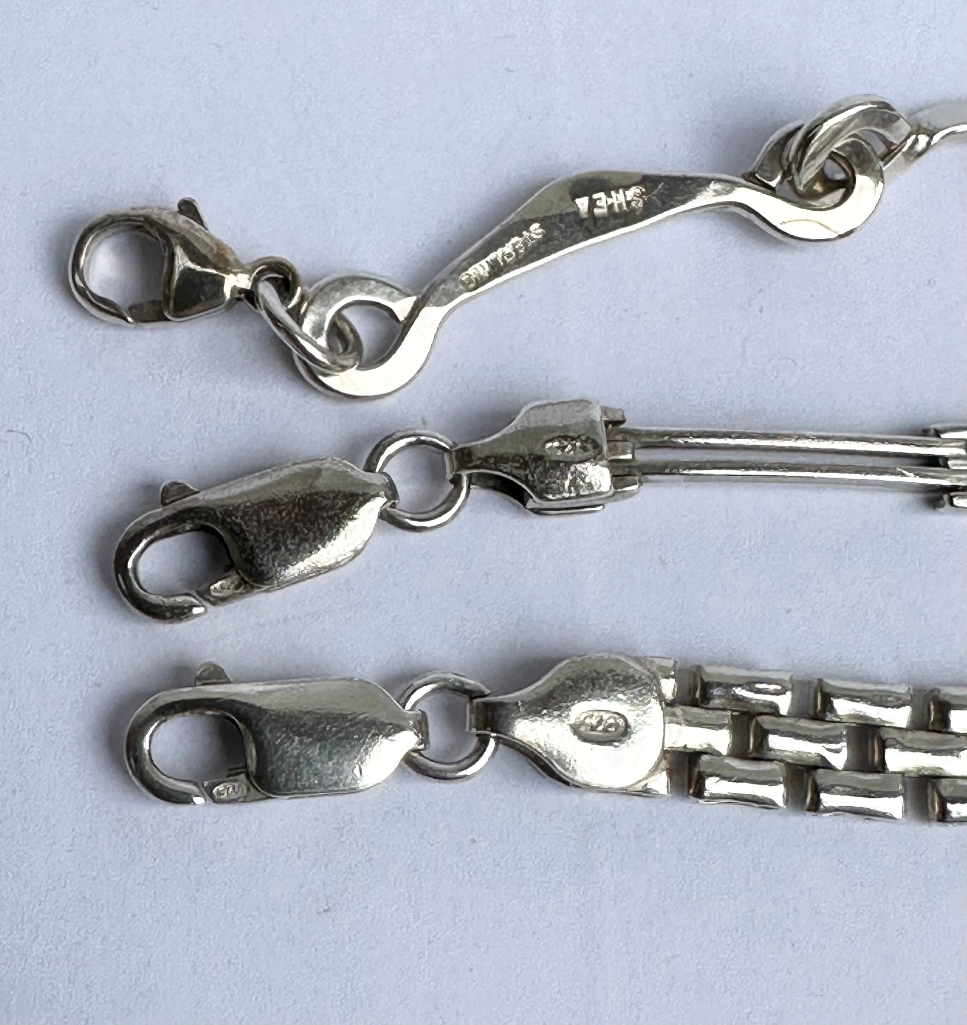 016 Lot Of 3 Sterling Silver Link Bracelets #1016 | Auctionninja.com