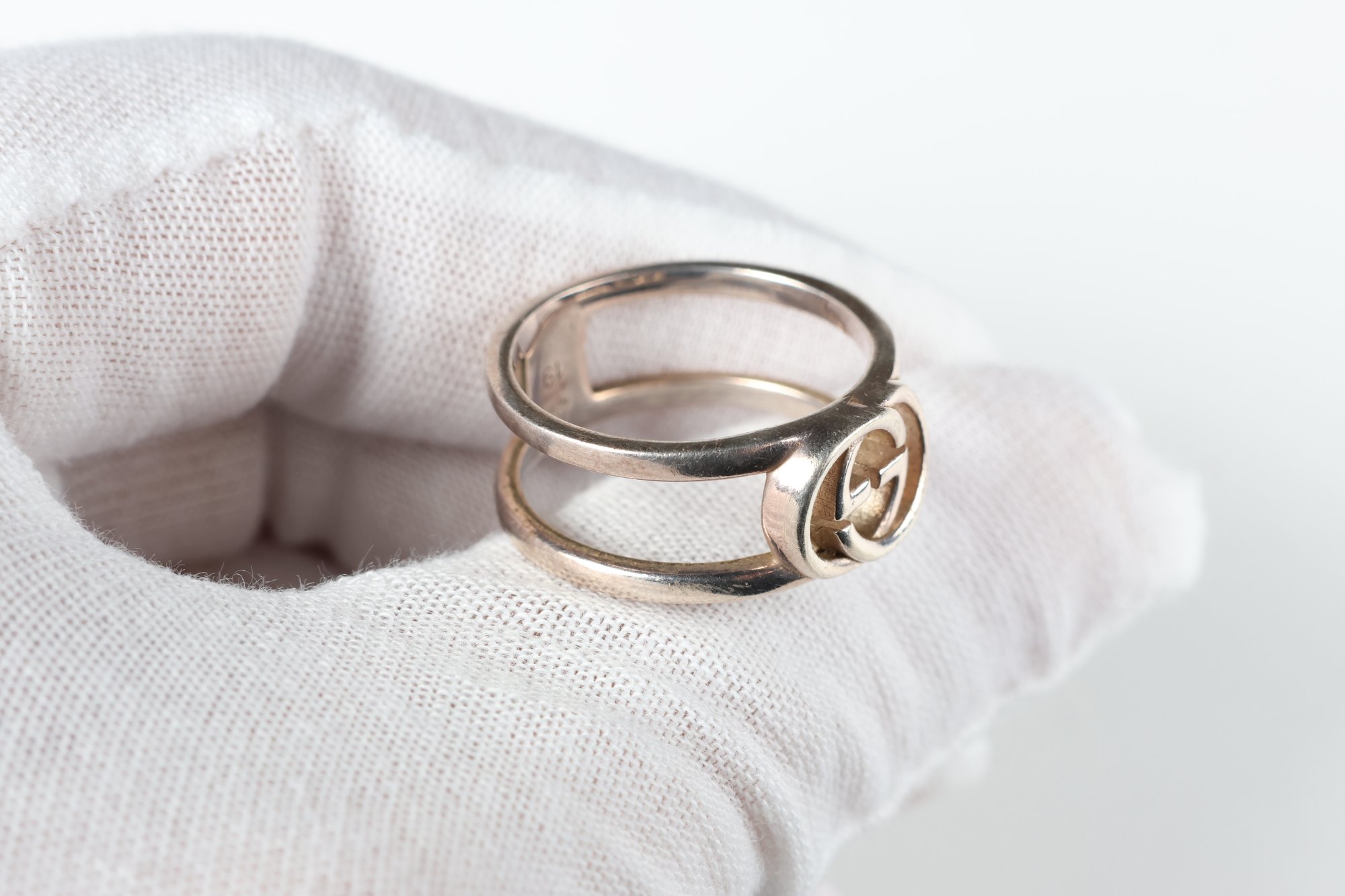 Gucci Interlocking Wide Open Band Sterling Silver 925 Authentic #2875 ...