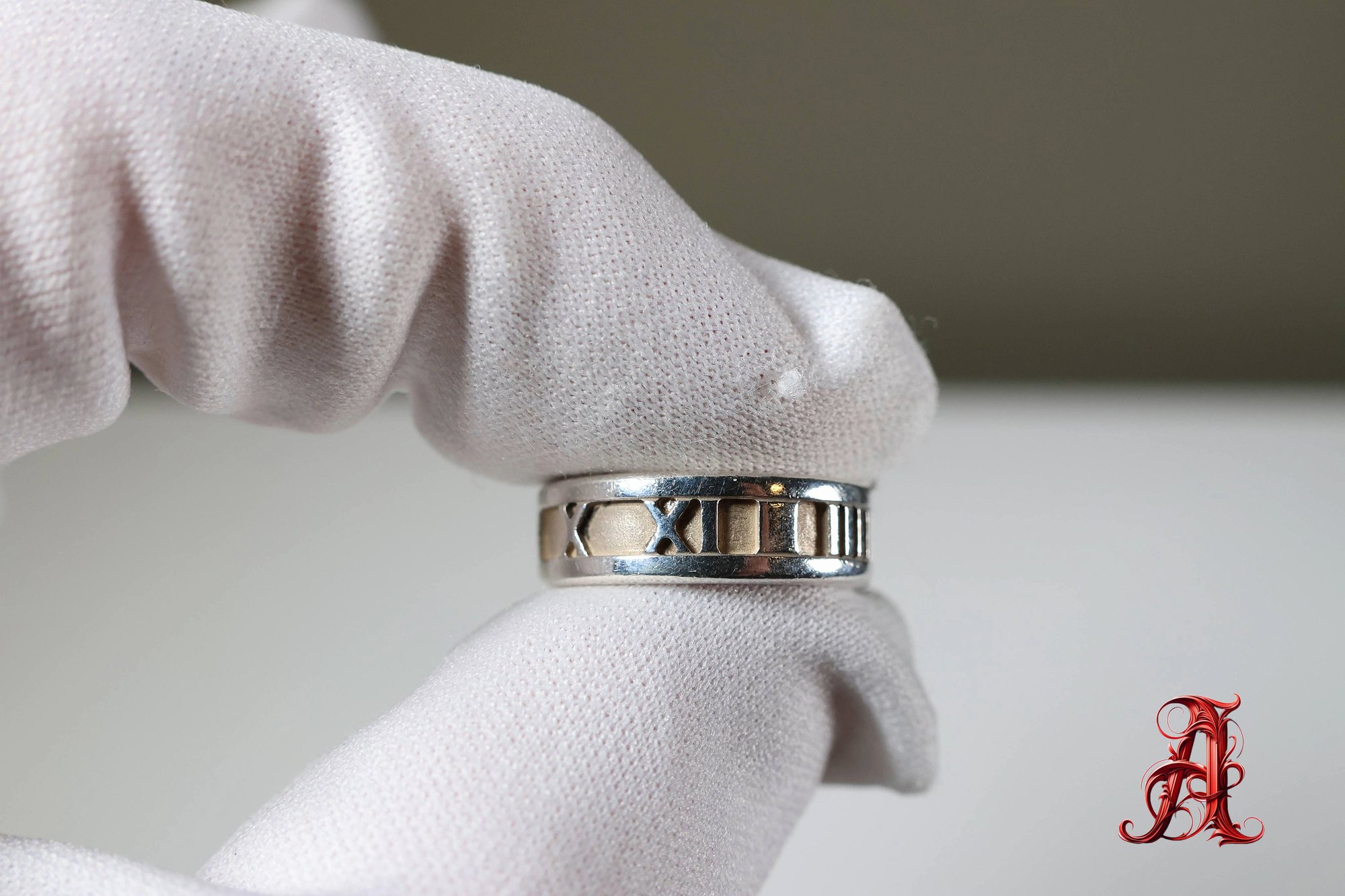 Sterling Silver Tiiffany & Co. Ring Atlas 925 Roman Numerals Clock Face ...