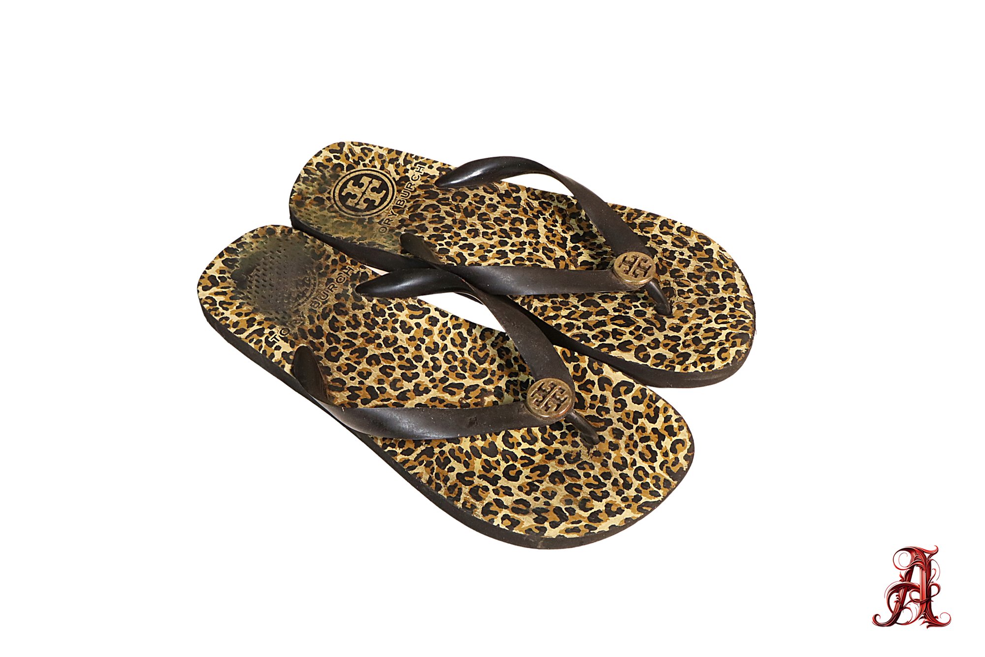 Vintage Tory Burch Women's Cheetah Flip Flop Beach Rubber Sandals #4388 ...