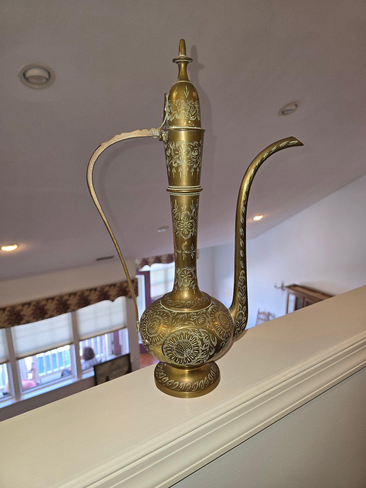 Brass Etched Coffee Tea Pot Dallah Pitcher Long Spout Made In India ...