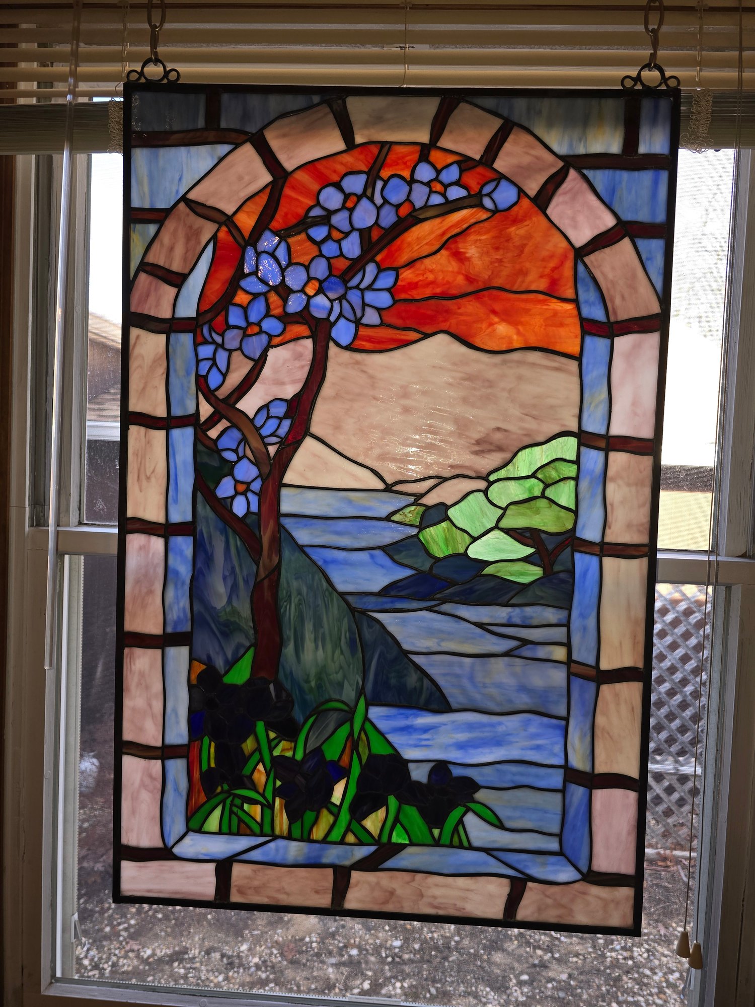 Beautiful Hanging Stained Glass Window Pane Art Of Landscape #64469 ...