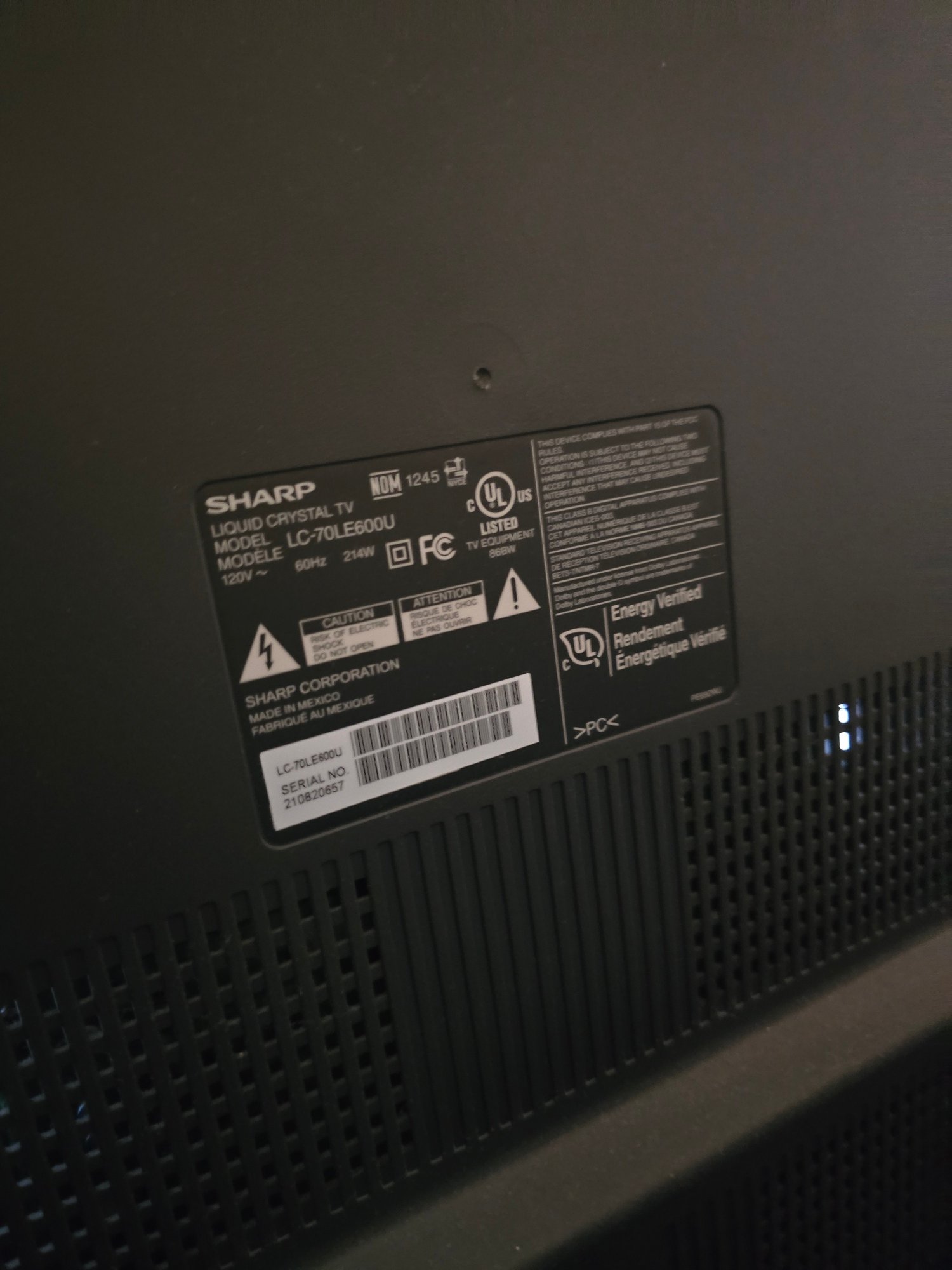 Working Sharp Aquos TV, Model LC-70LE600U #67492 | Auctionninja.com