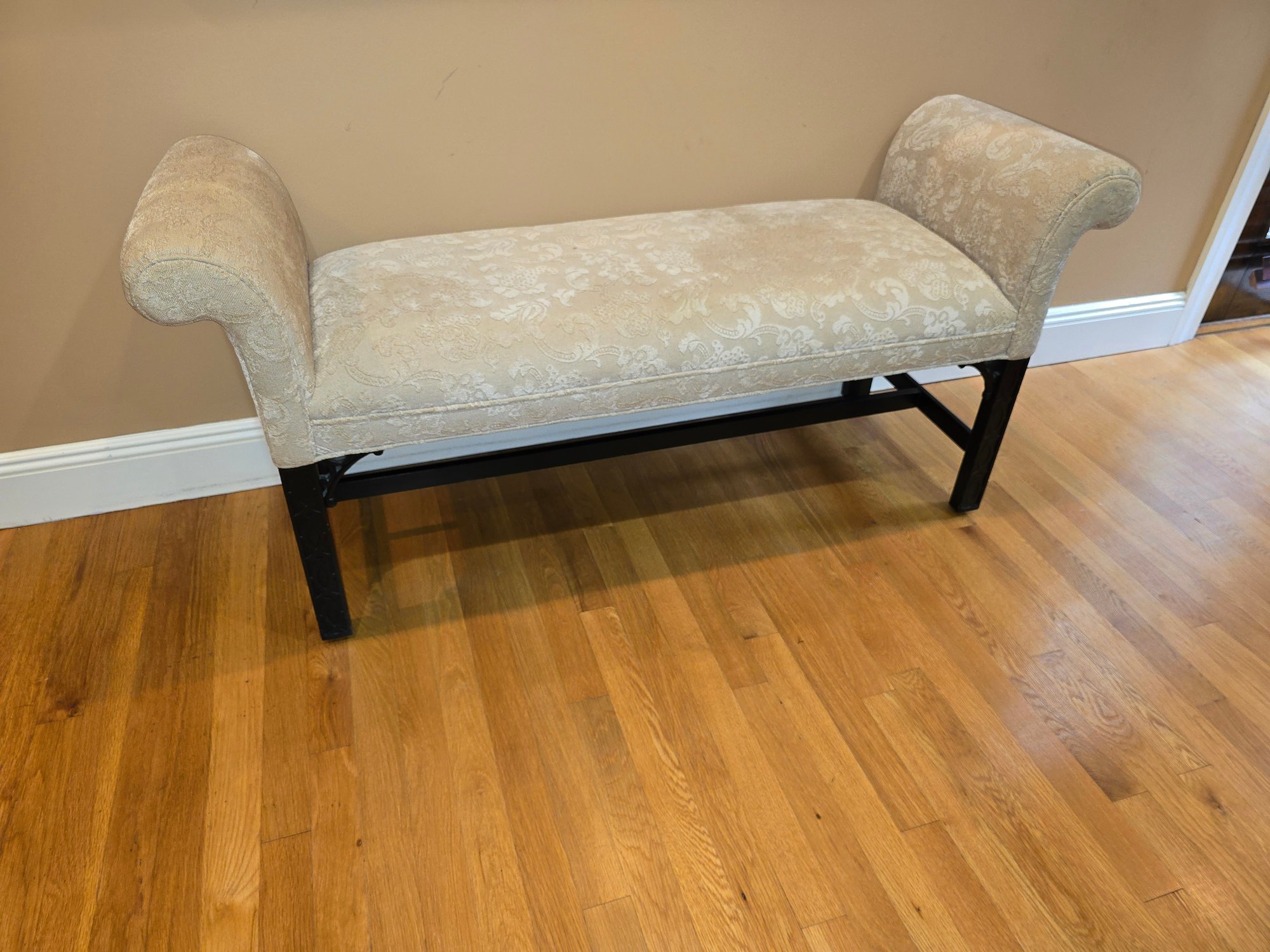 Cream Colored Wood Base Decorative Floral Patteren Bench #70132 ...