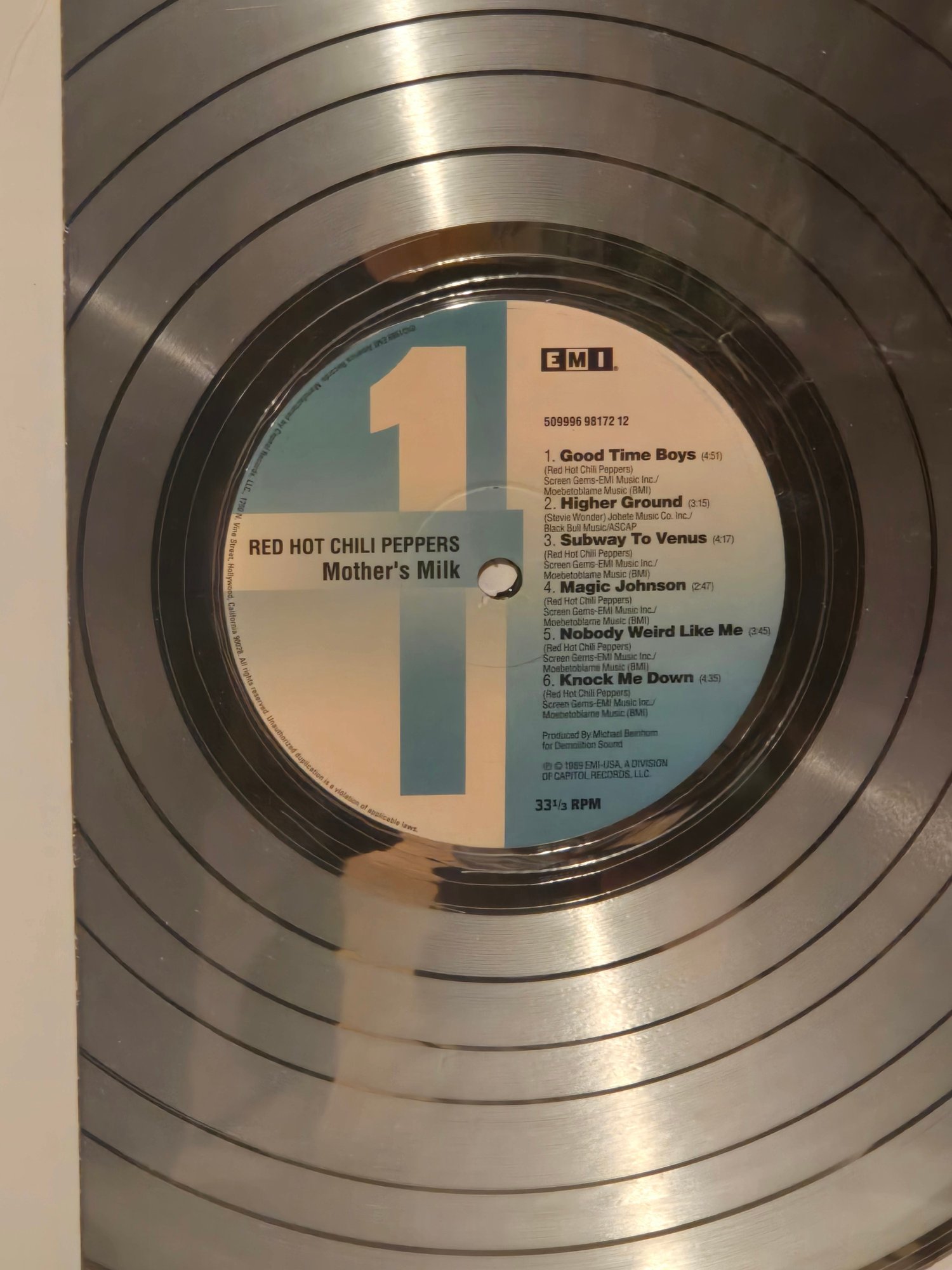 Red Hot Chili Peppers Rare LP Disc White Gold Silver Platinum Tone ...