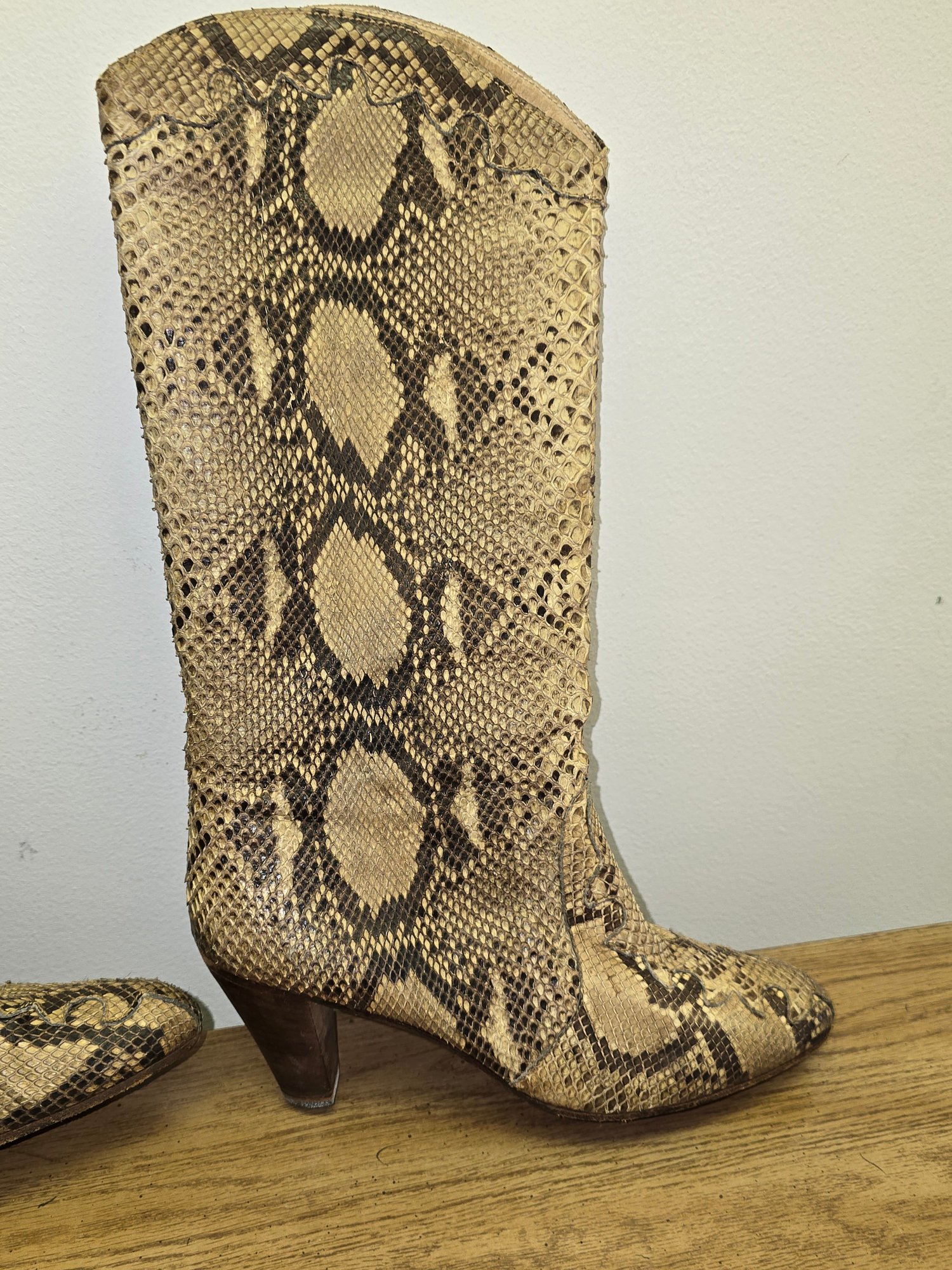 VTG Pair Of Sebastian Snakeskin Boots, Size 40.5 #75977 | Auctionninja.com