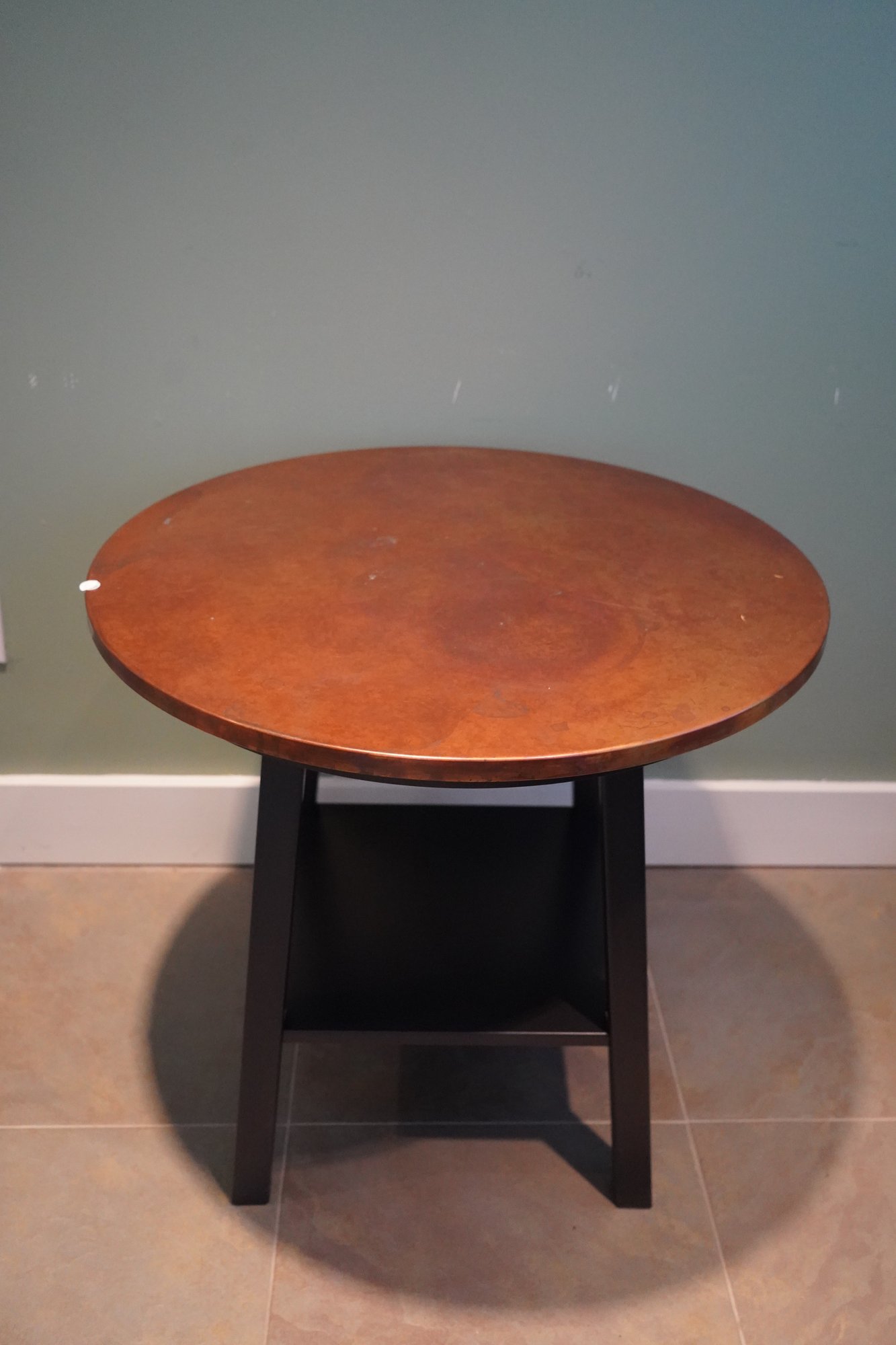 Ethan Allen Style Copper Top Side Table #60210 | Auctionninja.com