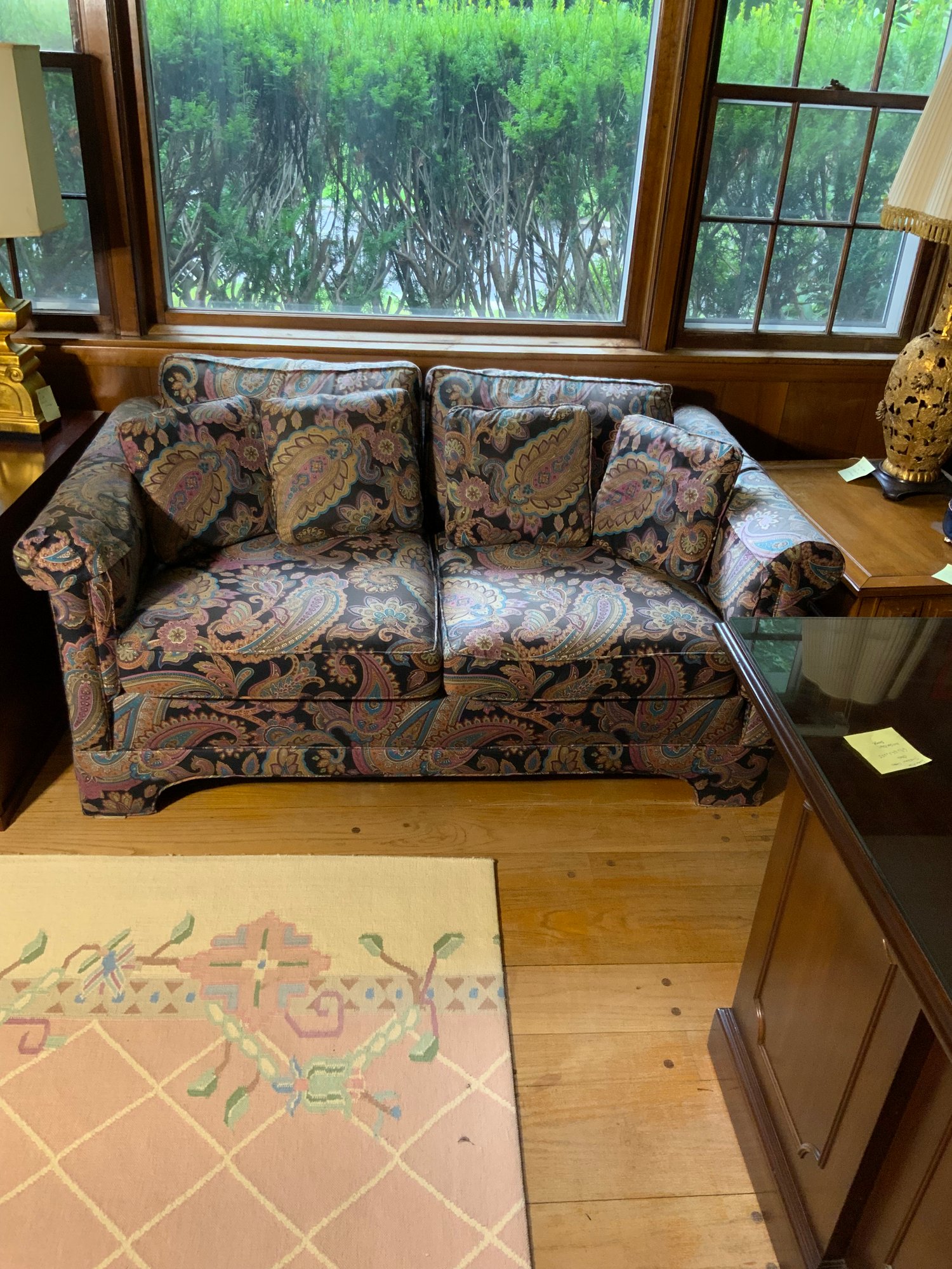 Ethan Allen Dark Color Floral Design Couch #58999 | Auctionninja.com
