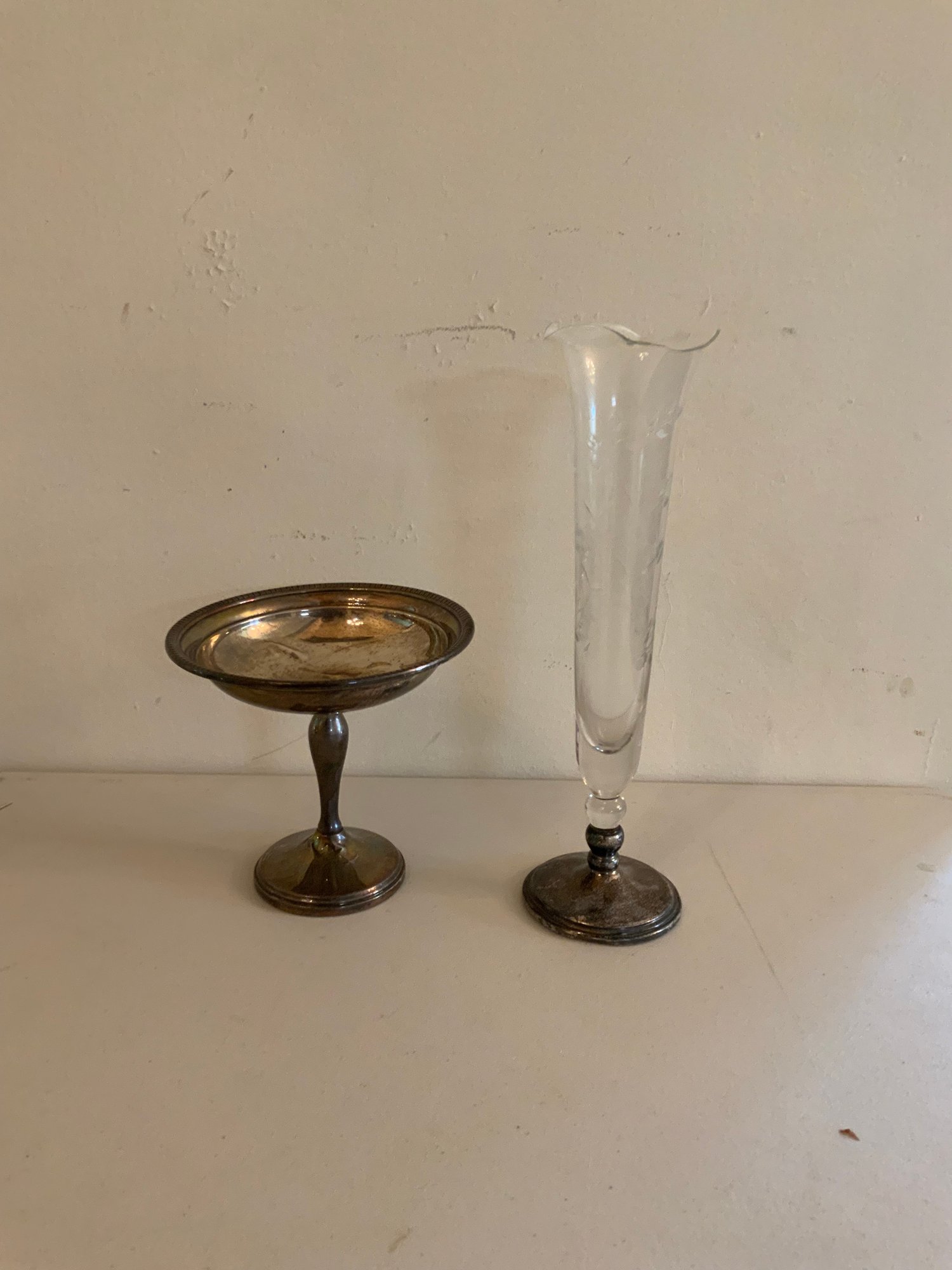 Sterling Silver Cake Stand, And Sterling Silver Base Vase #70874 ...
