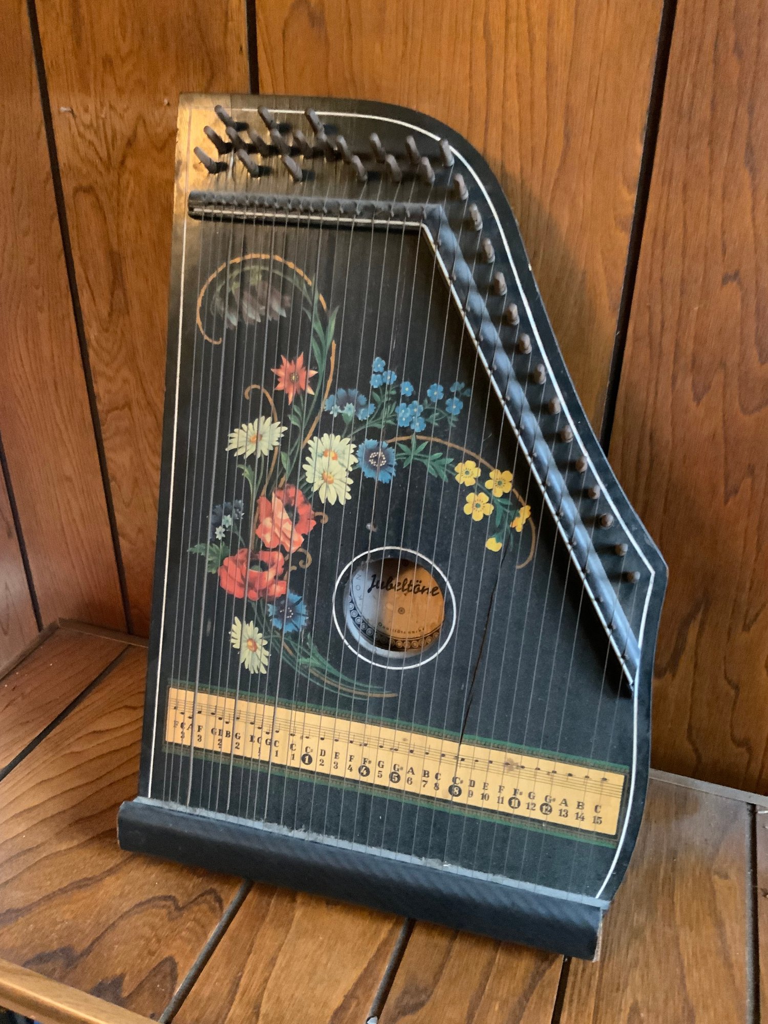 Vintage German Jubeltone Zither With Floral Design #79116 ...