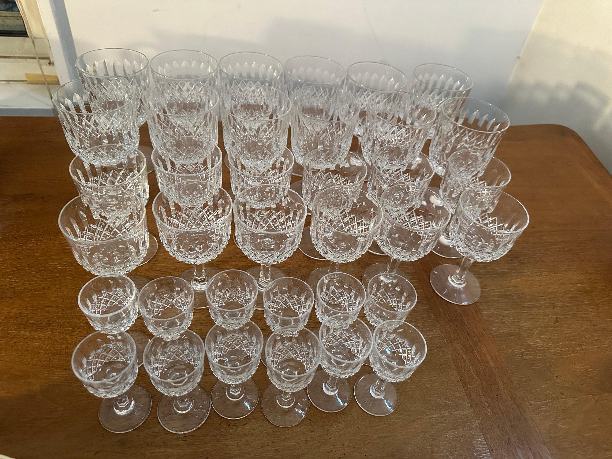 Thomas Webb England Normandy Pattern Set Of 36 Crystal Wine Glasses In ...