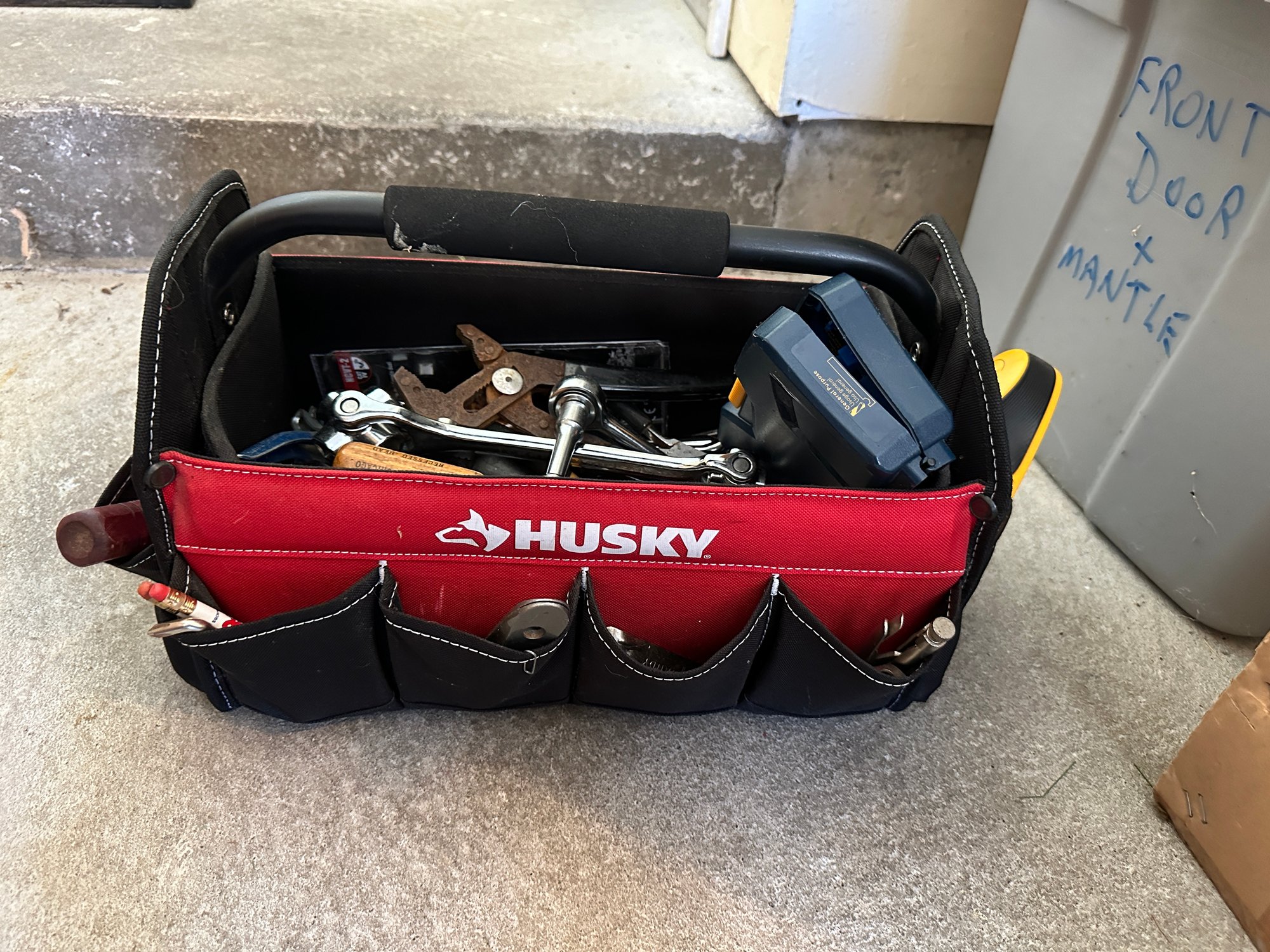 Black And Red Open Tote Husky Tool Box - With Wrenches, Screwdrivers ...