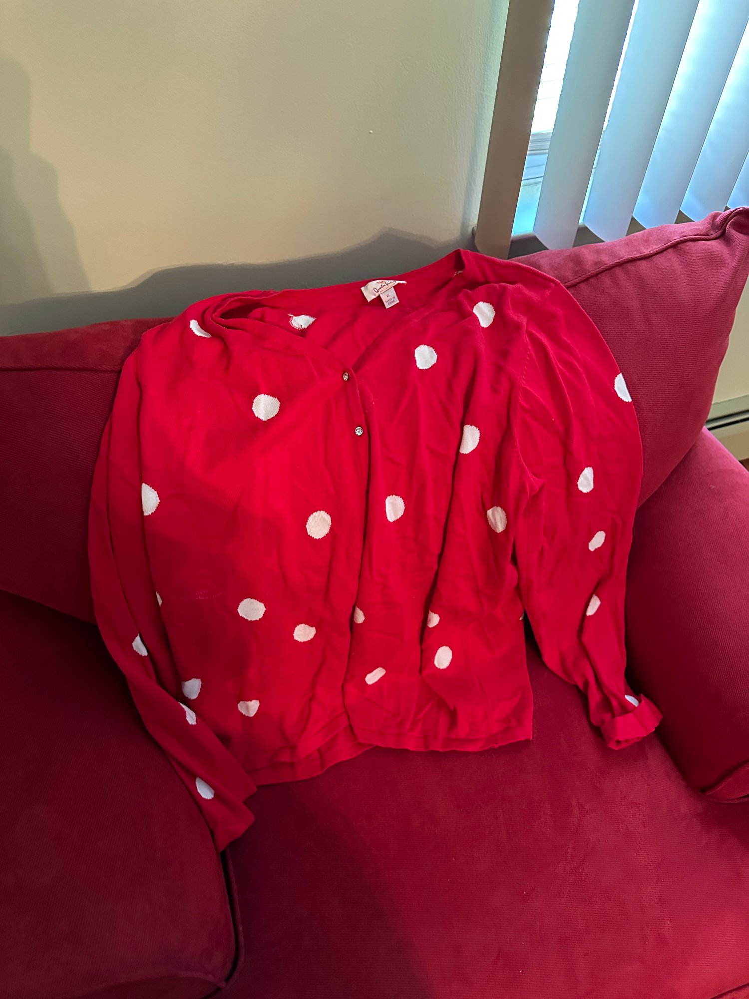 Quaker Factory Women's Red Button Top With White Dots #15474 ...