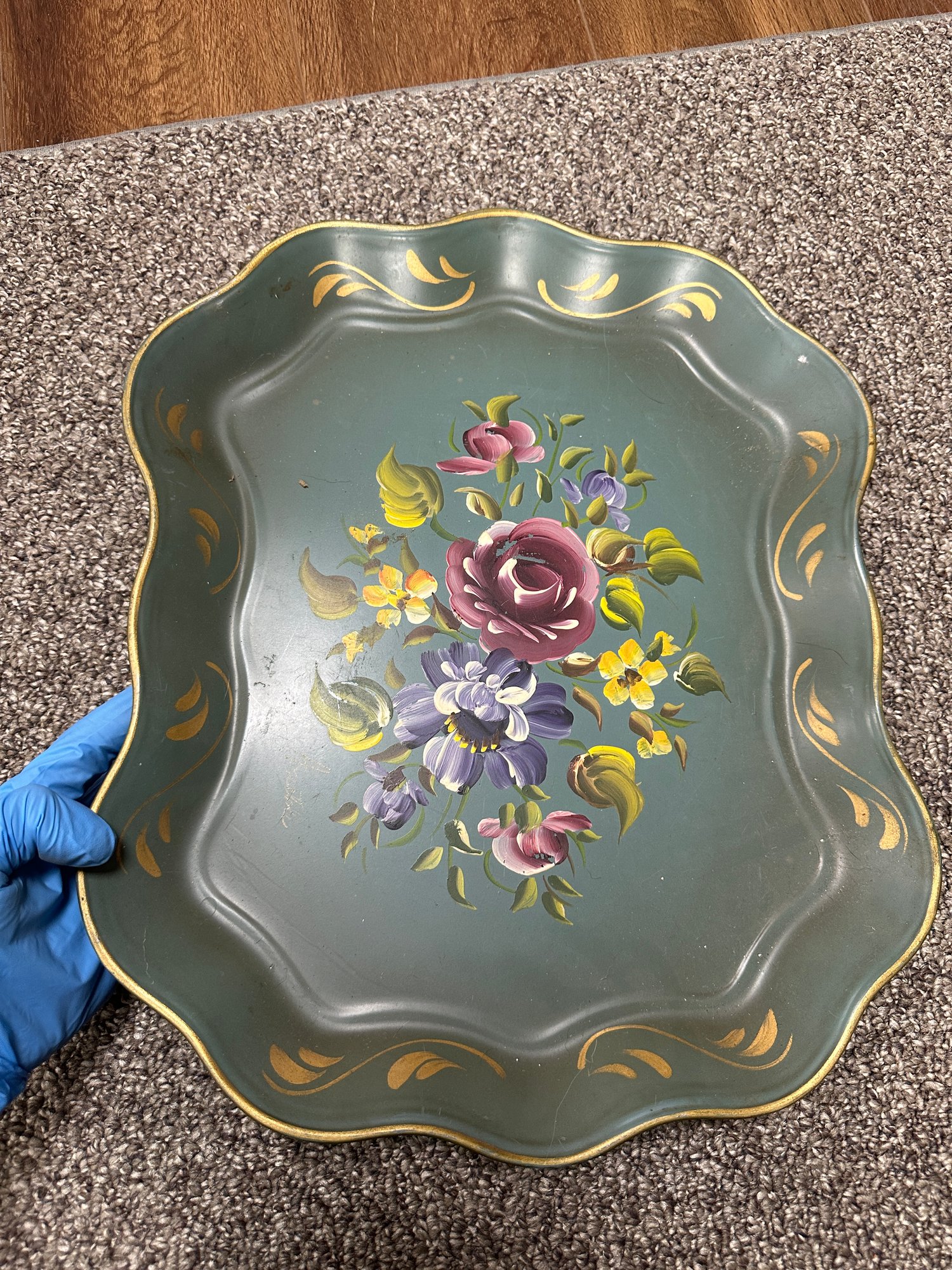 Nashco Products New York Hand-Painted Green Toleware Serving Tray ...