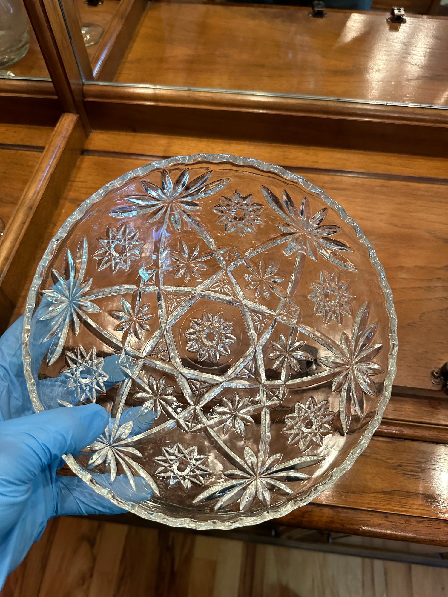 Anchor Hocking Crystal Punch Bowl Star Of David Pattern Vintage #13965 ...