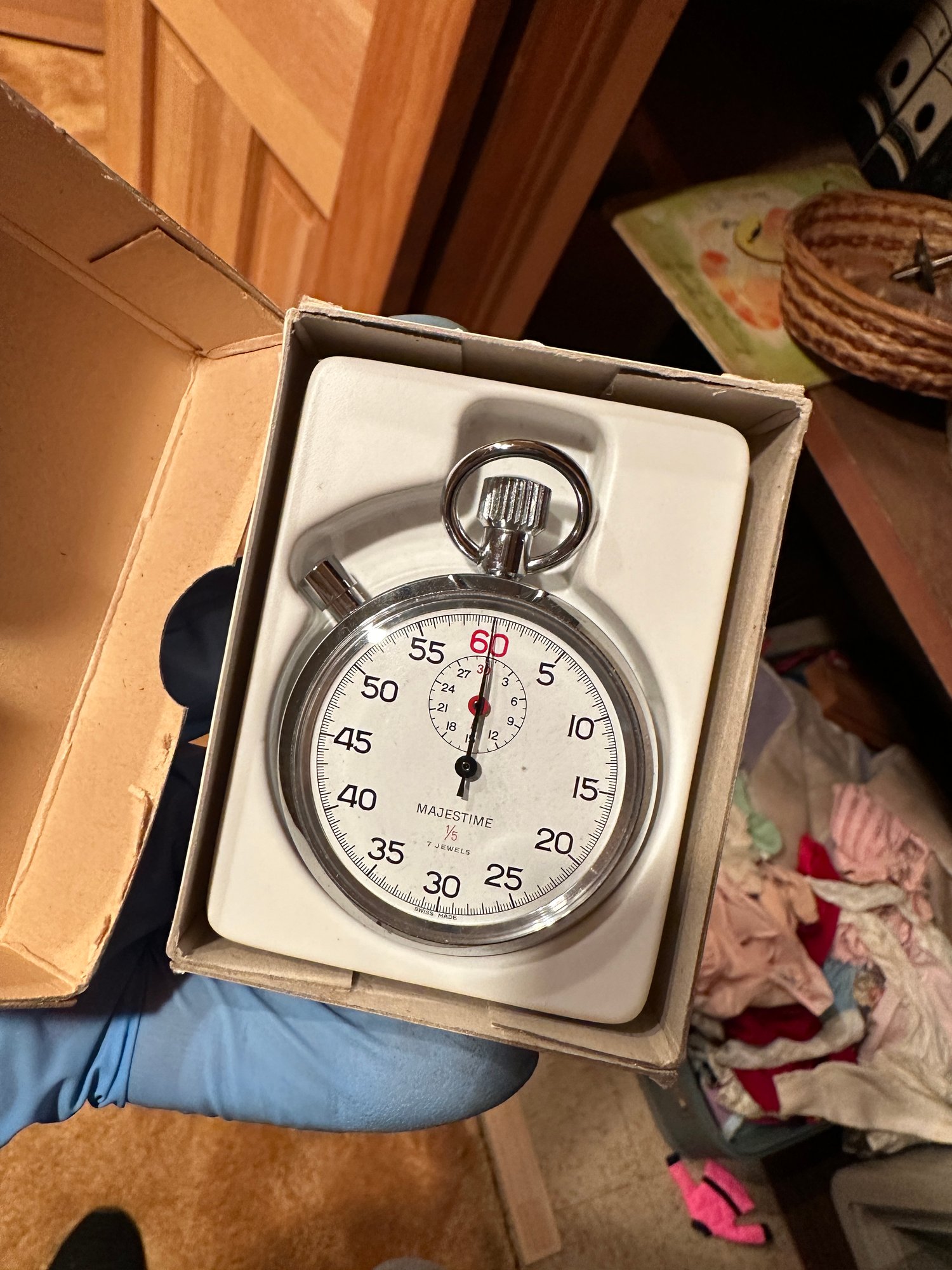 Vintage Swiss Contador Compteur Stoppuhr Stop Watch In Box Like New ...